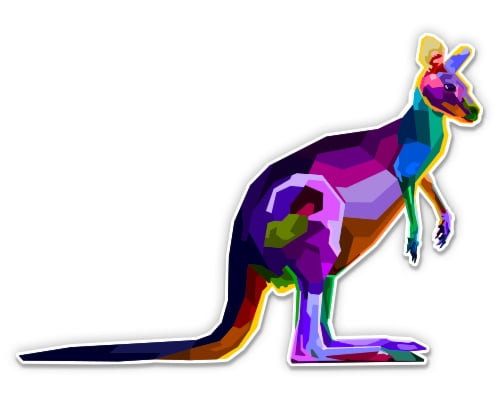 Kangaroo Colorful - 3" Vinyl Sticker - For Car Laptop Water Bottle ...