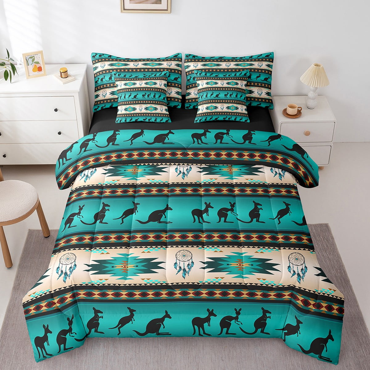 Kangaroo Comforter Set 7 Piece Bed in a Bag Twin,Exotic Dream Catchers ...