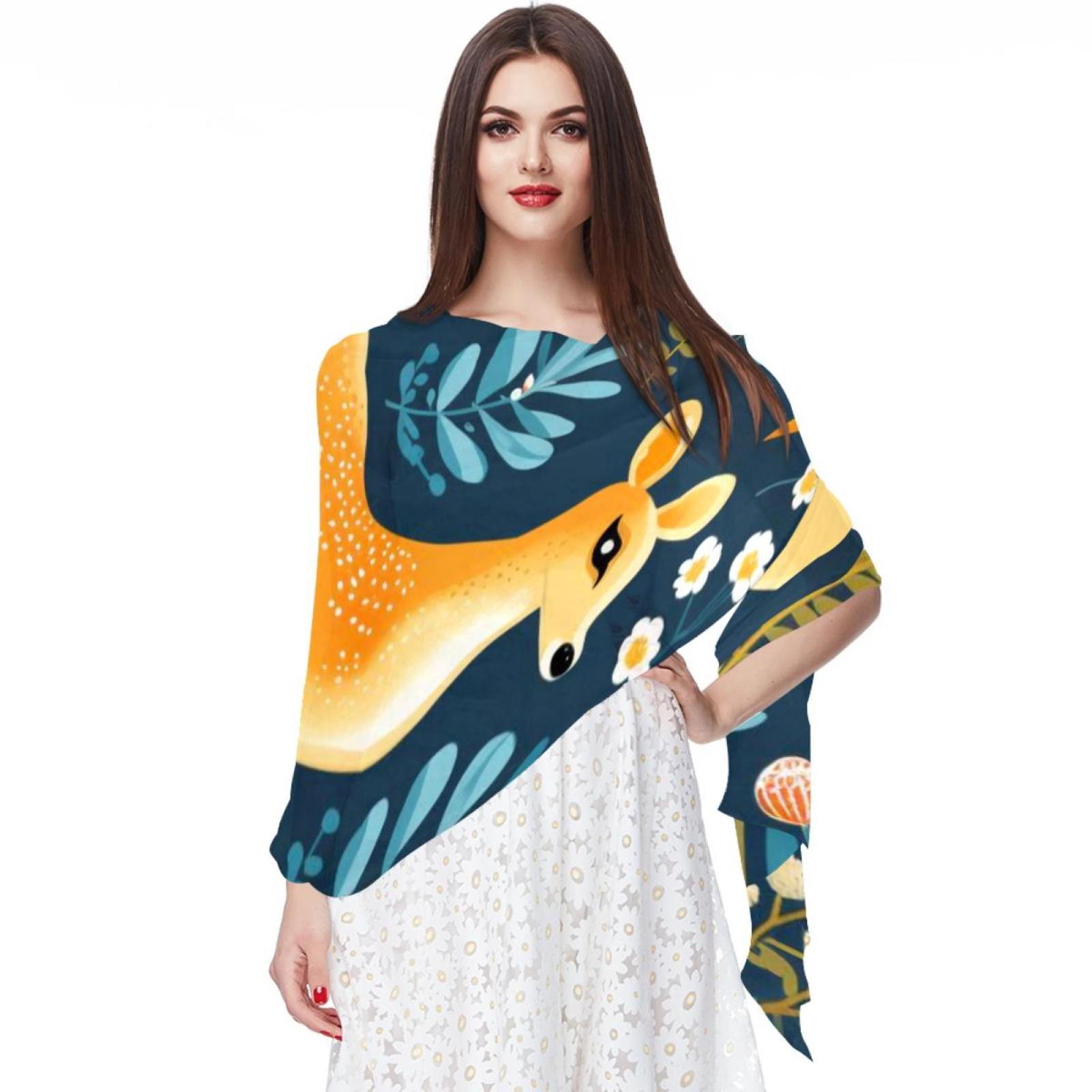 Kangaroo Elegant Silk Scarf - Translucent Chiffon Yarn - Lightweight ...