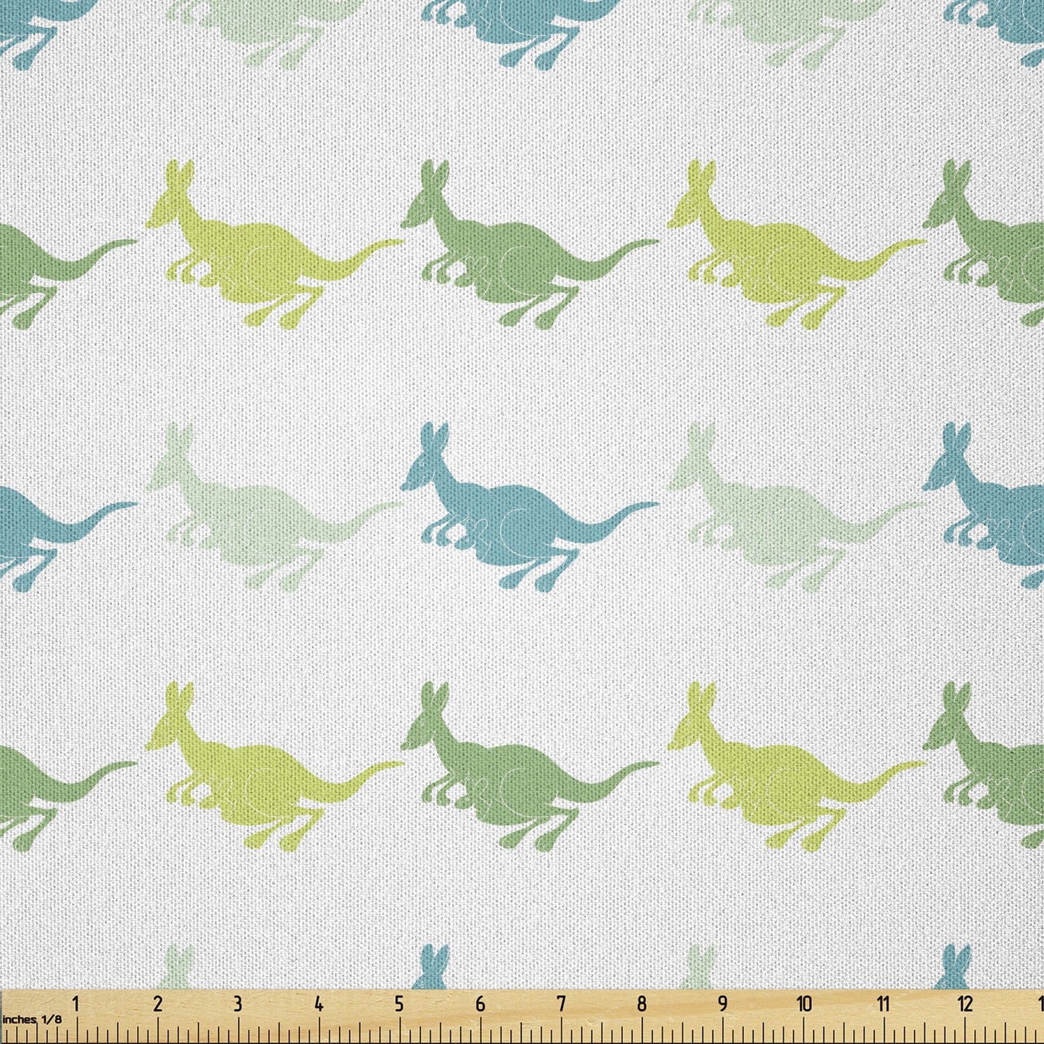 Kangaroo Fabric by The Yard, Group of Cheerful Kangaroos Jumping ...