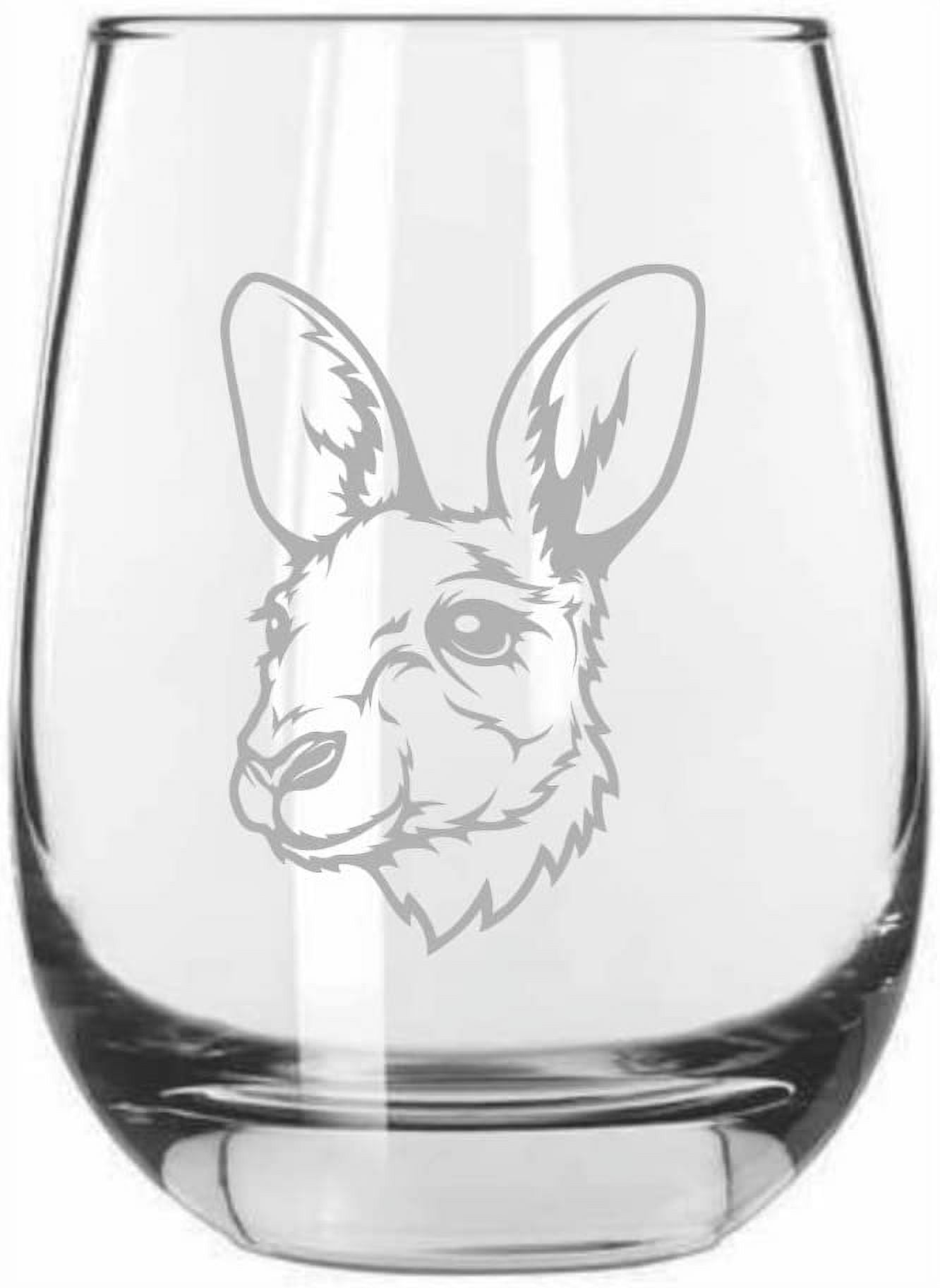 Kangaroo Face Zoo Animal Themed Etched 15.25oz Libbey Stemless Wine ...