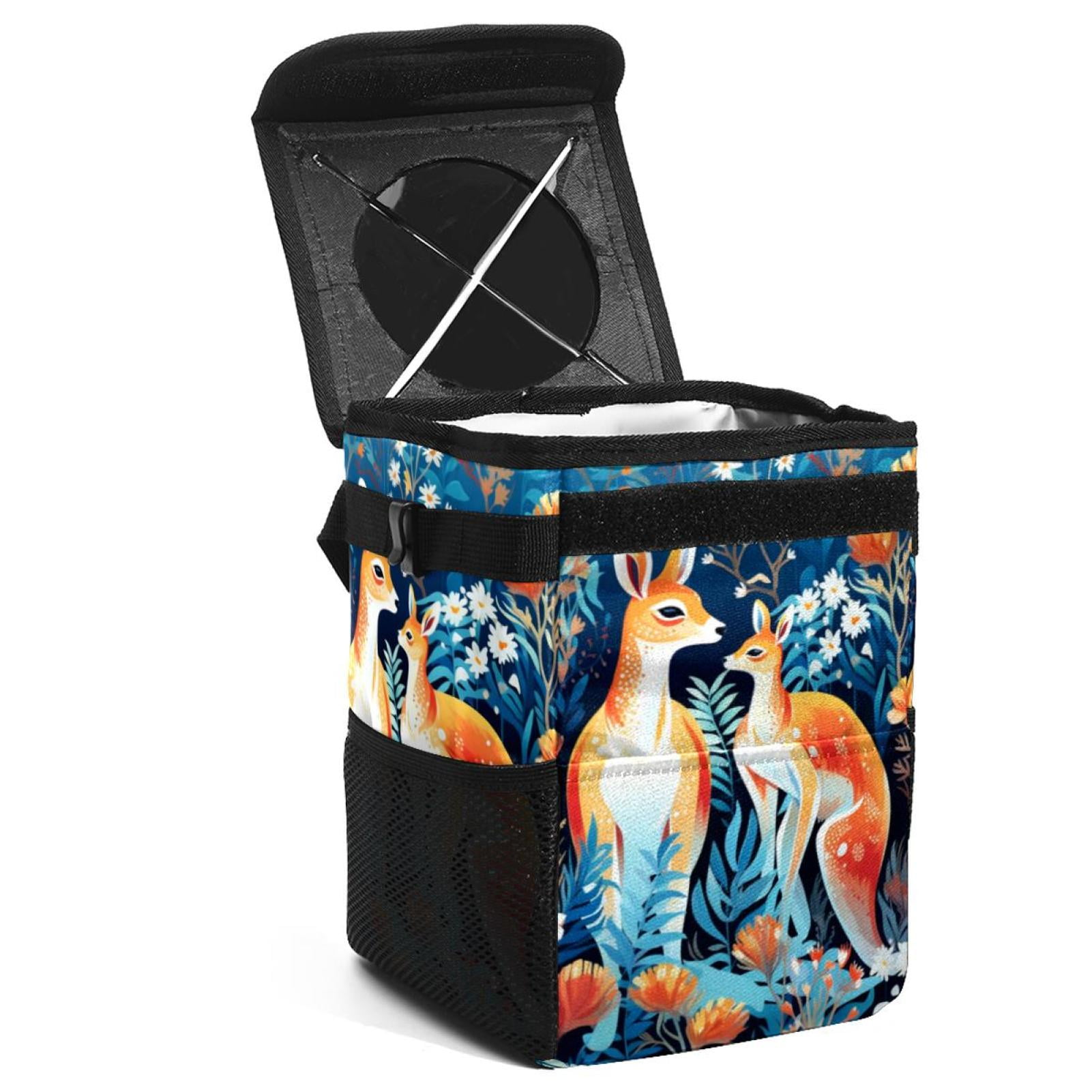 Kangaroo Foldable Mini Car Trash Can with Lid and Leak-Proof Hanging ...