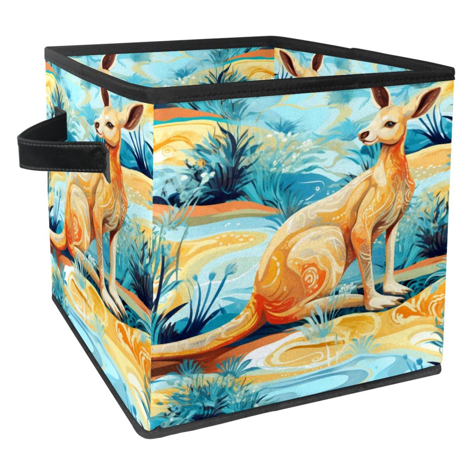 Kangaroo Foldable Storage Baskets with Handle, 10.8"x10.5"x10.6" Cube ...