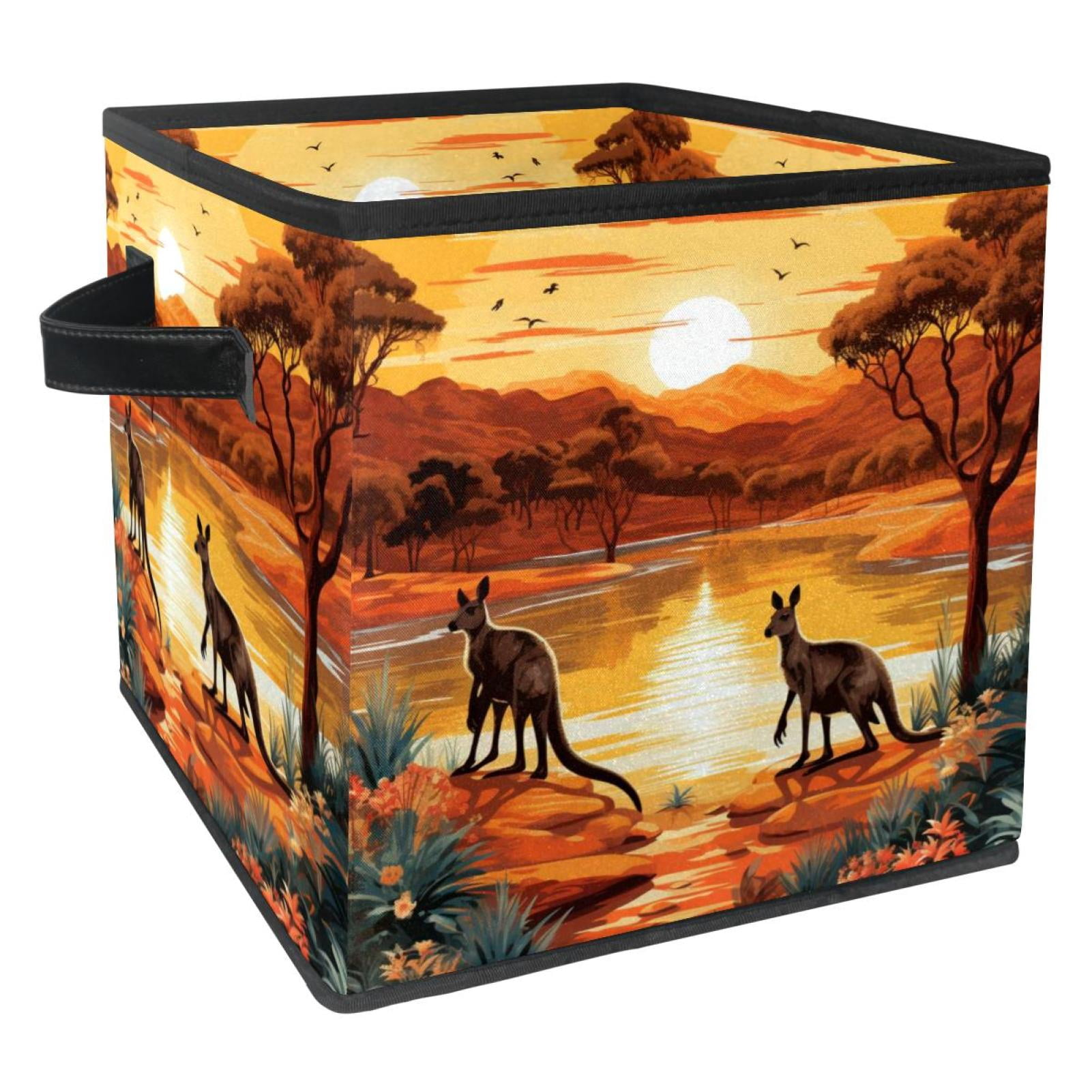 Kangaroo Foldable Storage Bins with Handle, 10.8"x10.5"x10.6", Large ...