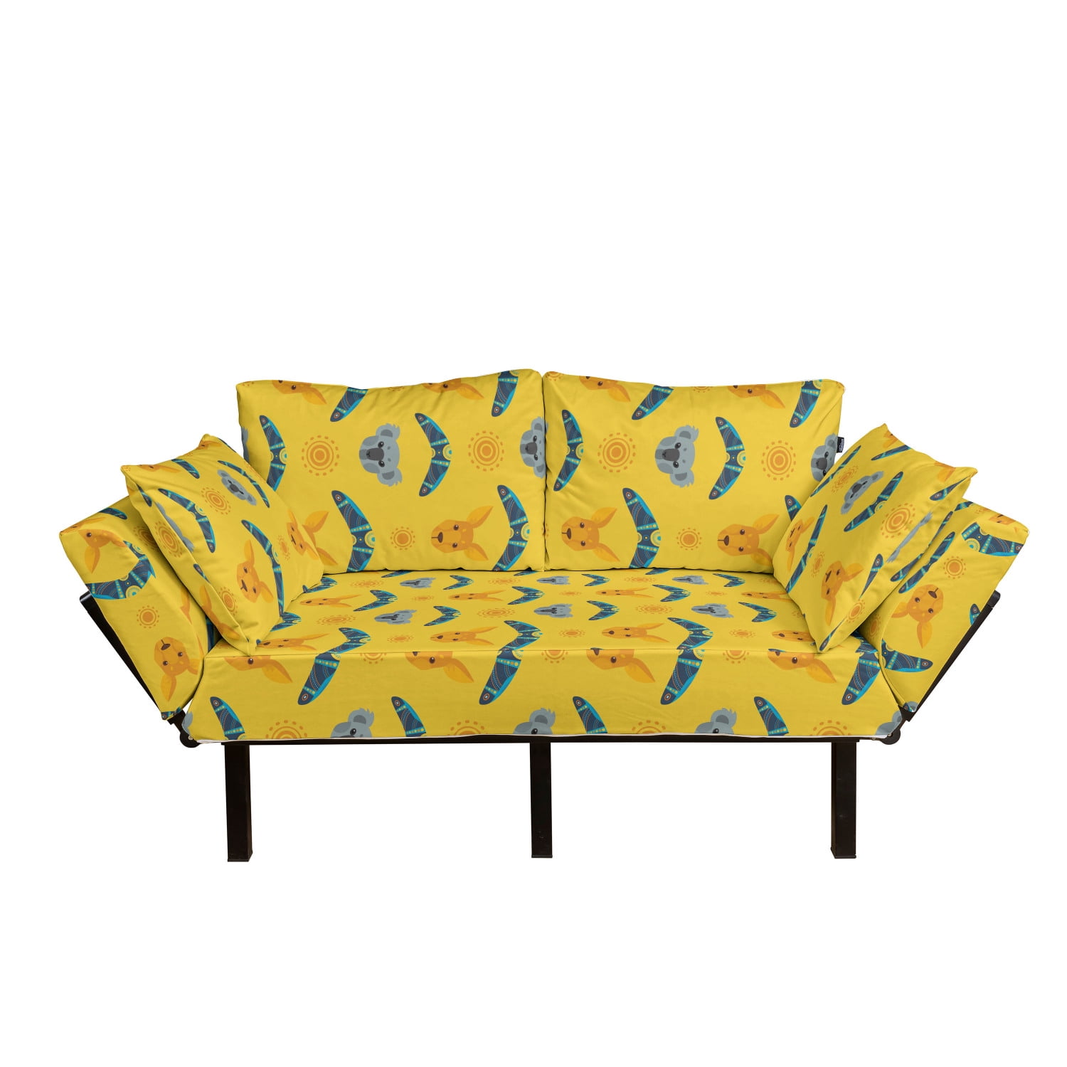 Kangaroo Futon Couch, Australian Aboriginal Pattern Boomerang and Koala ...