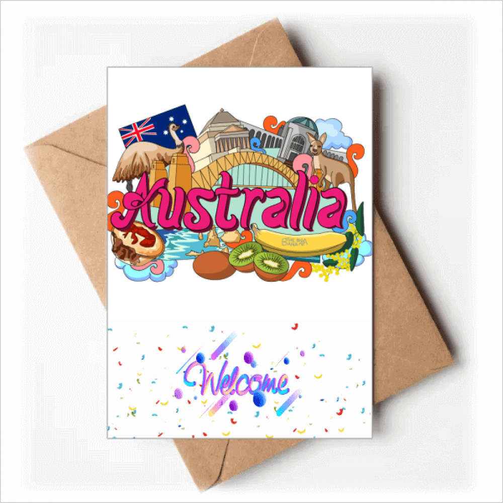 Kangaroo Harbour Bridge Australia Graffiti Welcome Back Greeting Cards ...