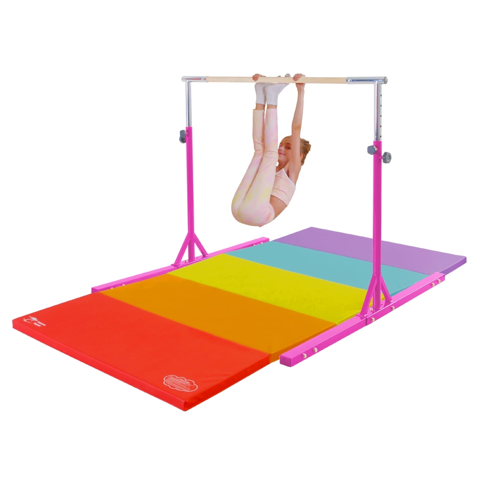 Kangaroo Hoppers Gymnastics Bar with Mat for Kids Ages 3-15, 35.4" to ...