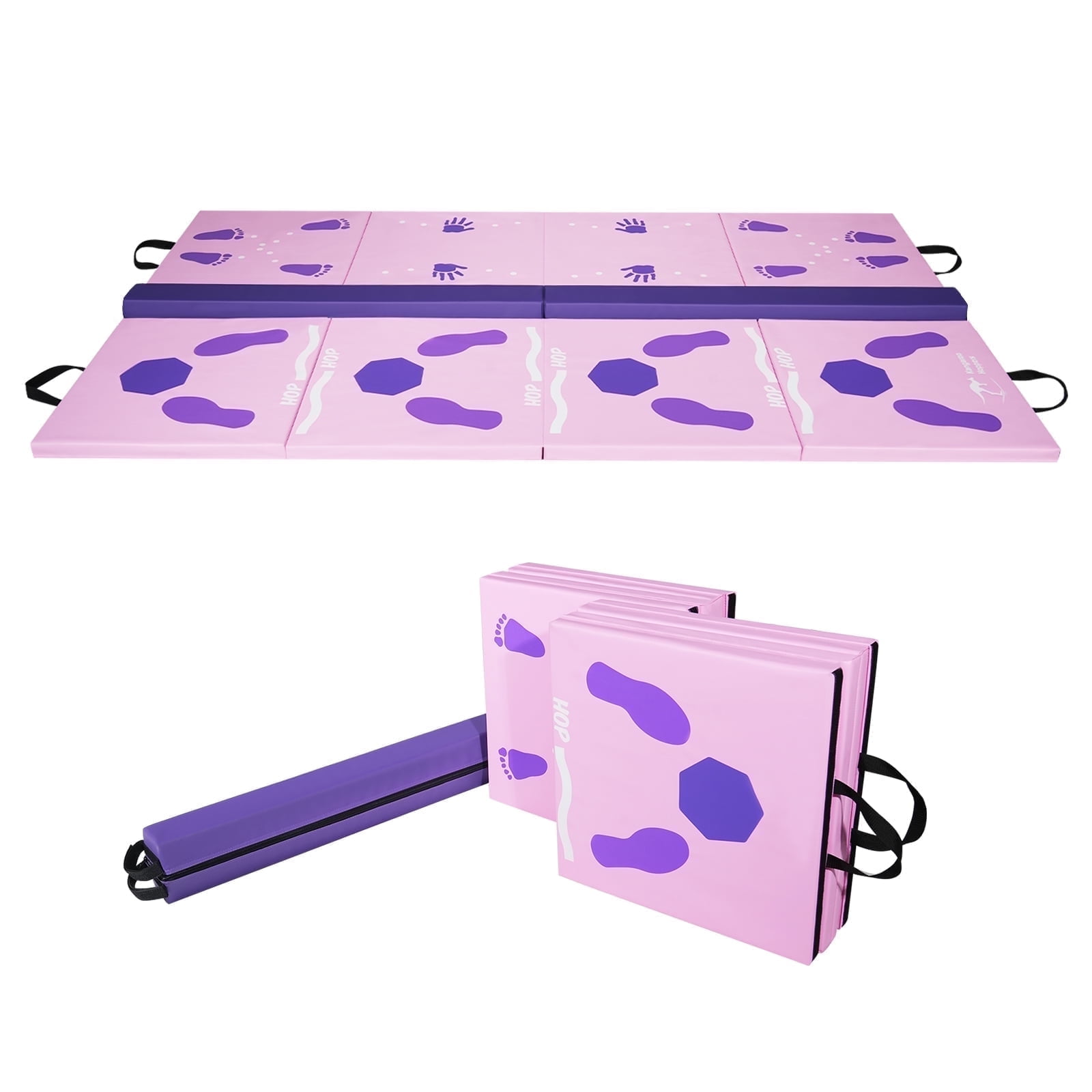 Kangaroo Hoppers Gymnastics Mat with Balance Beam - Kids Folding ...