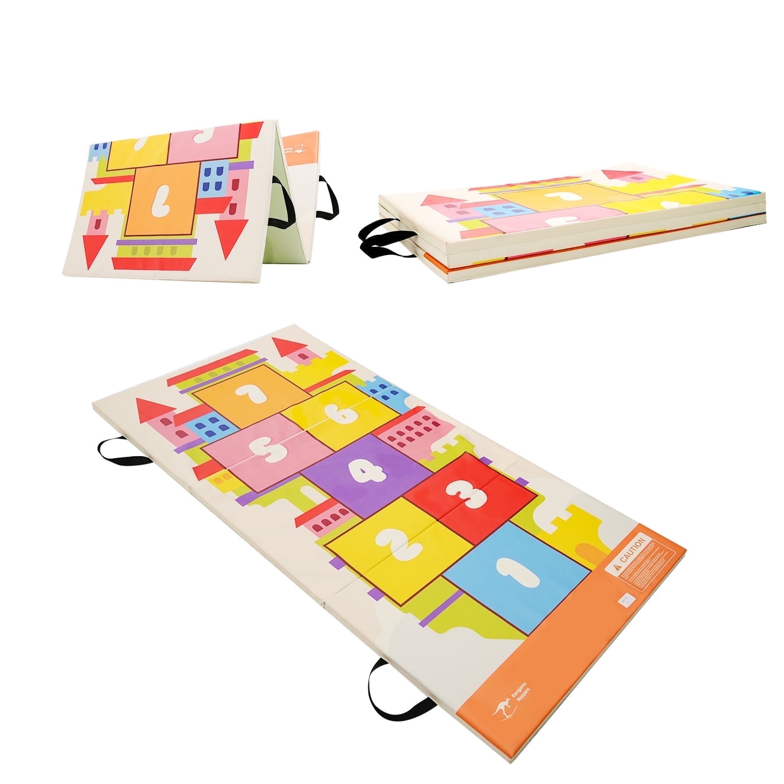 Kangaroo Hoppers Gymnastics Tumbling Mat for Kids, Foldable Hopscotch ...