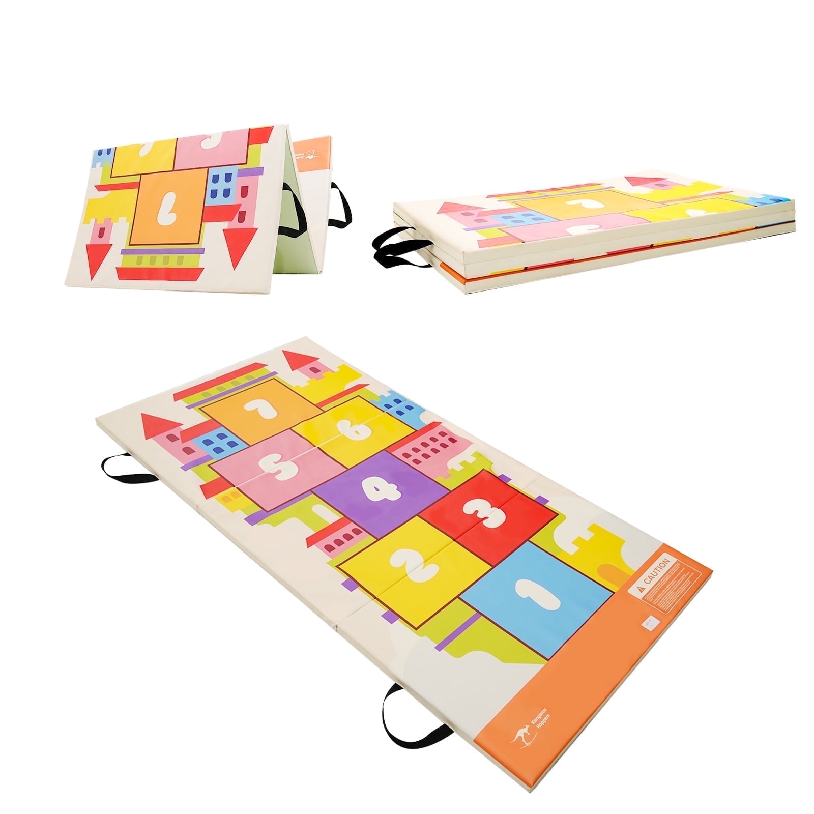 Kangaroo Hoppers Gymnastics Tumbling Mat for Kids, Foldable Hopscotch ...