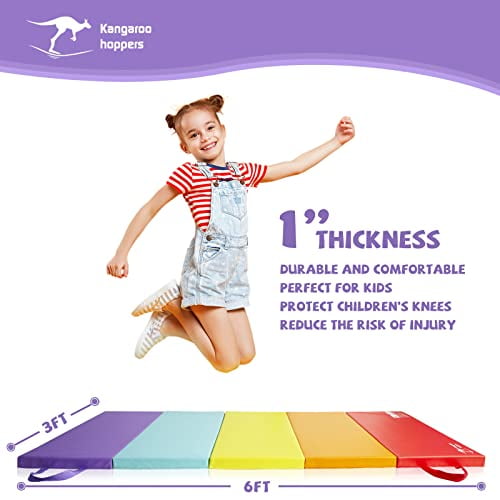 Kangaroo Hoppers Gymnastics Tumbling Mats for Kids, Foldable Gym Mat ...