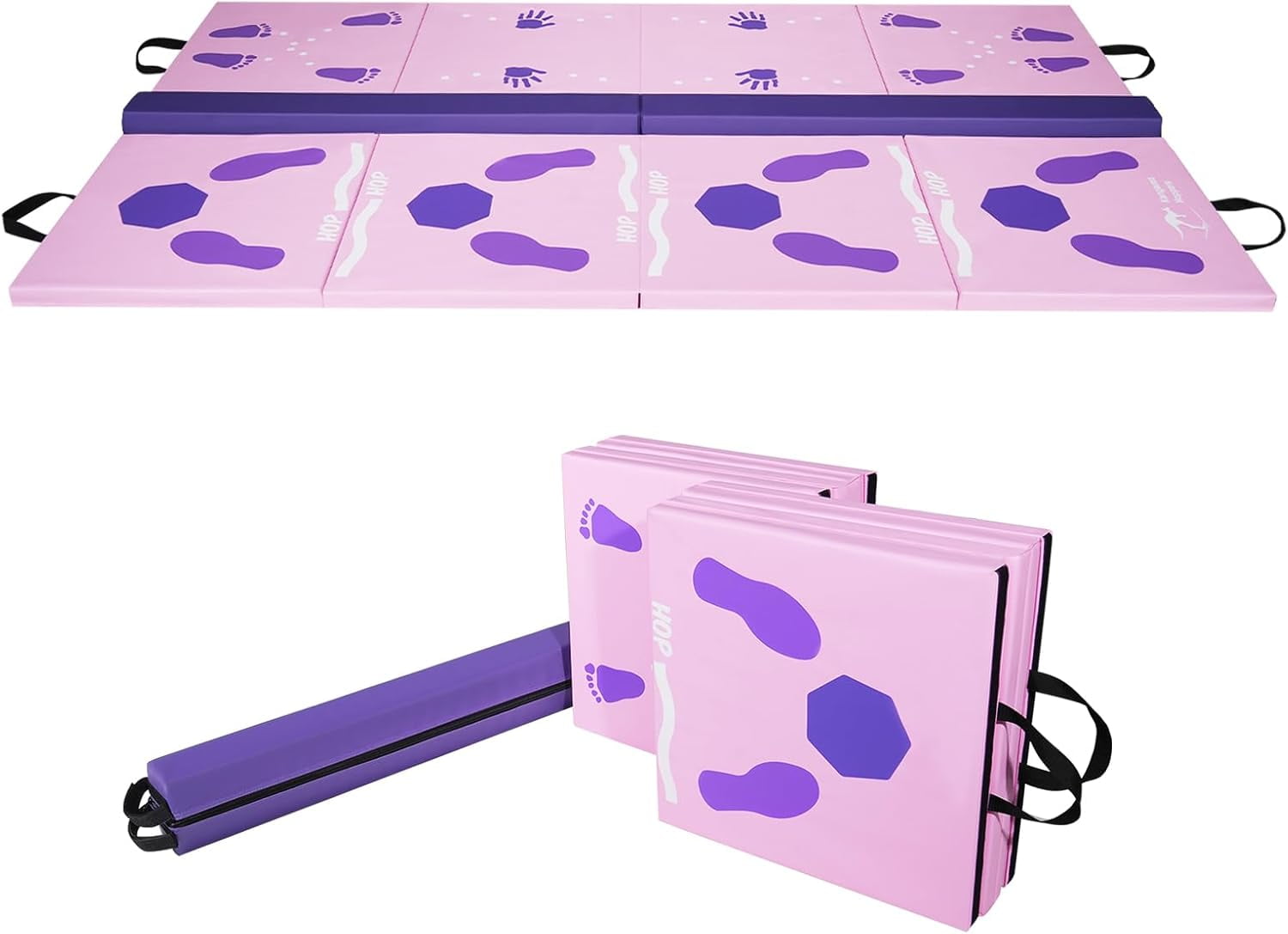 Kangaroo Hoppers Gymnastics Tumbling Mats for Kids, Foldable Gym Mat ...