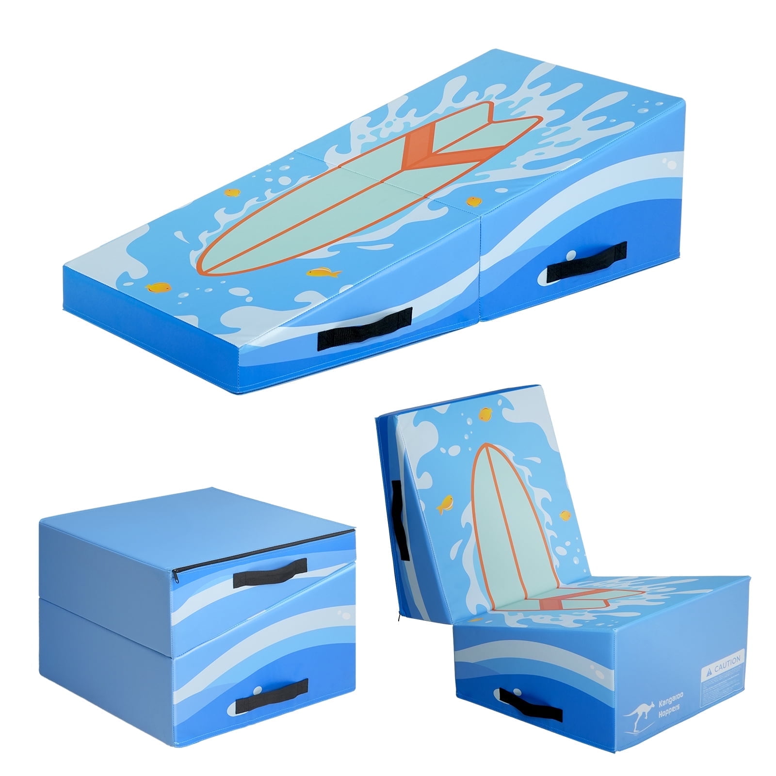 Kangaroo Hoppers Incline Gymnastics Mat, 48”x24”x14” Folding Wedge for ...