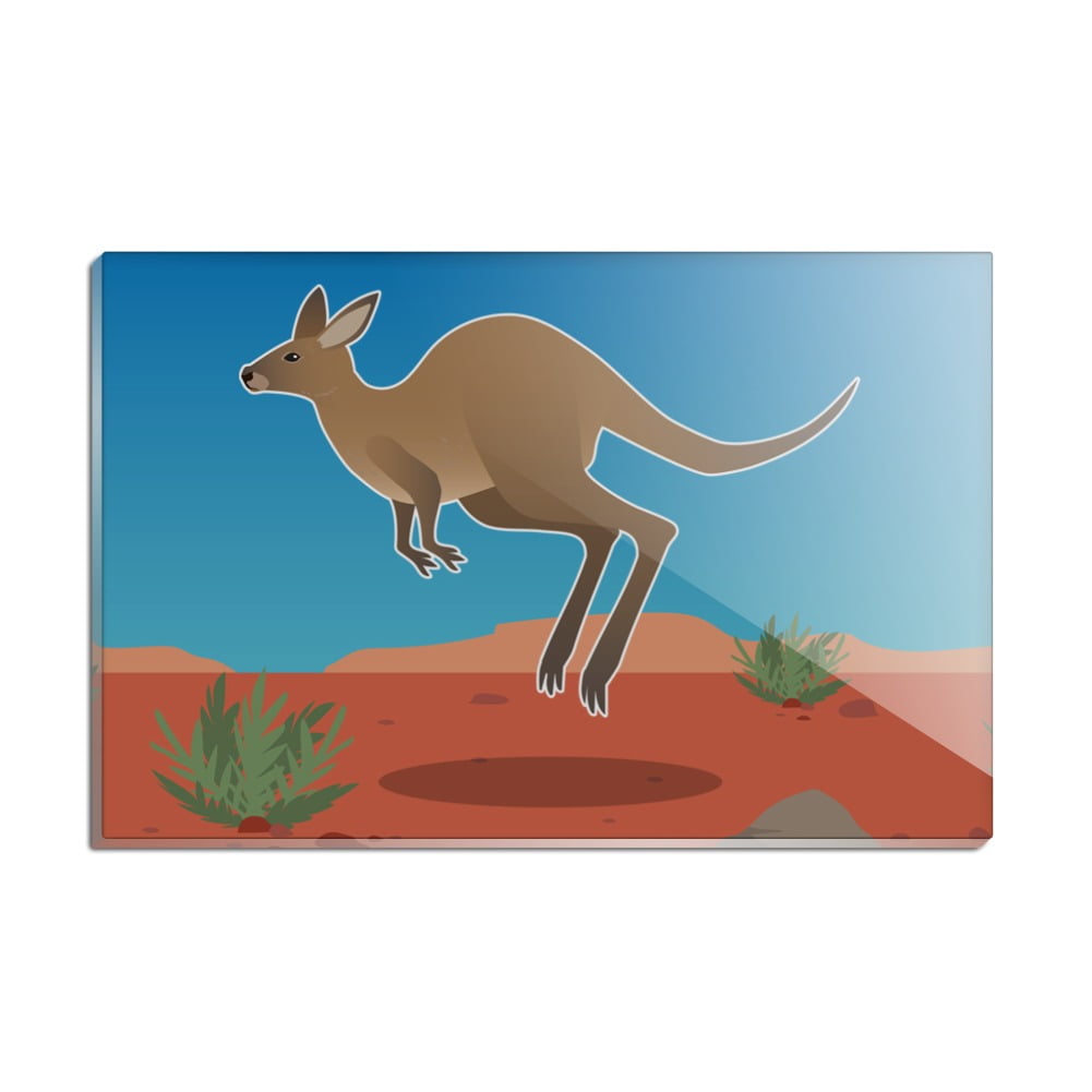 Kangaroo Hopping in the Australian Outback Rectangle Acrylic Fridge ...