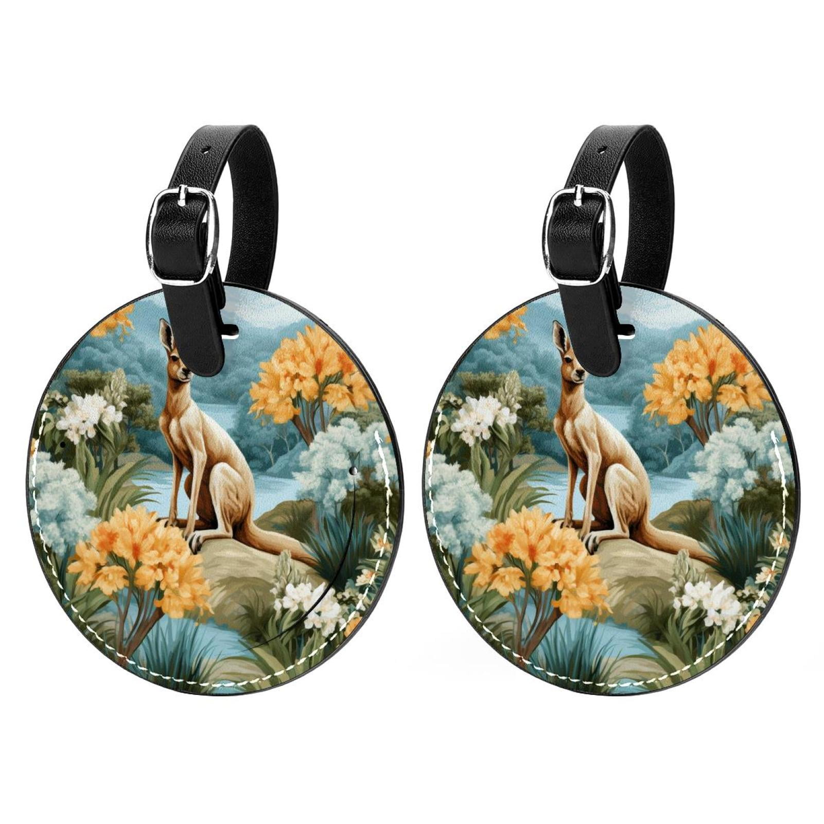 Kangaroo Li PU Leather Suitcase Tags, Travel Bag Tags, Luggage Tag Set ...