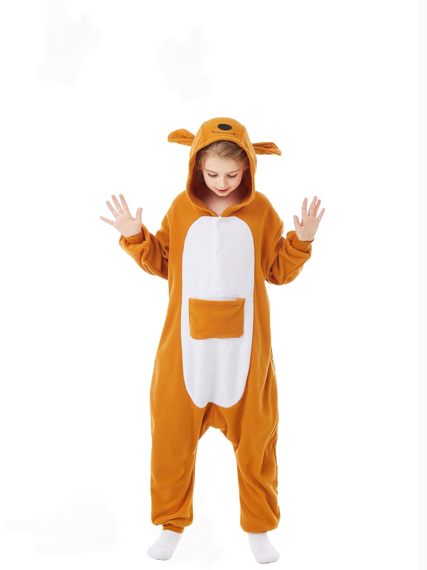 Kangaroo Onesie Pajama Kids Unisex Animal Costumes Polyester One-Piece ...