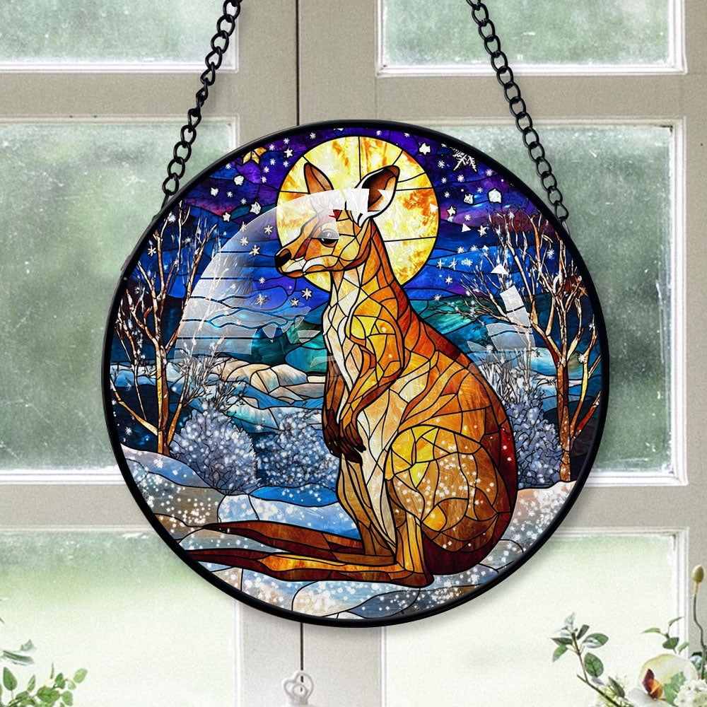 Kangaroo Ornament Christmas 2025, Kangaroo Stained Glass Window Hanging ...