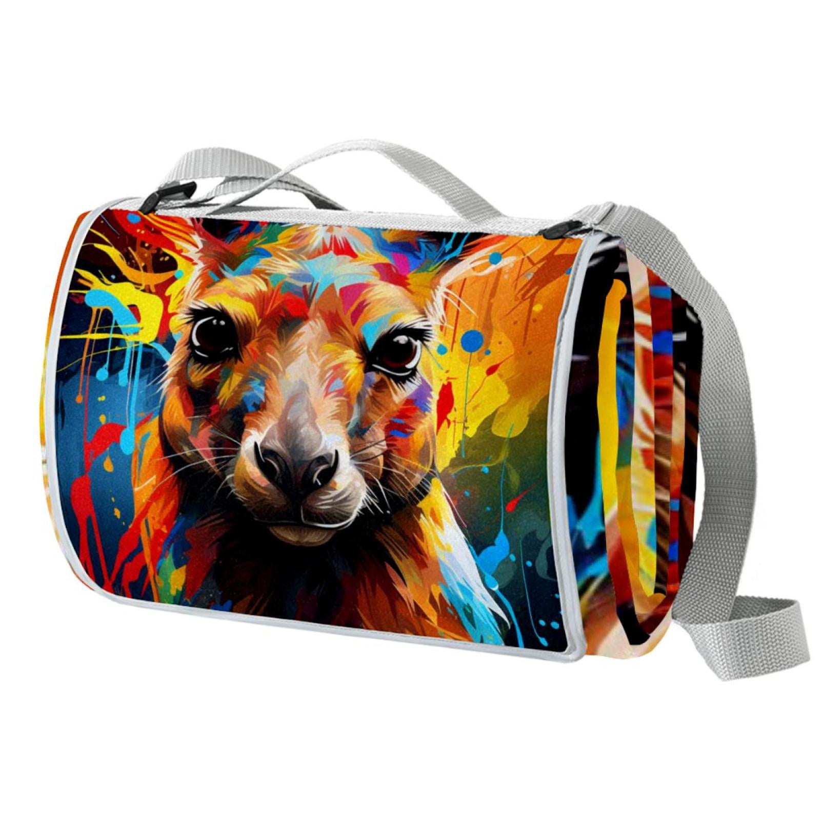Kangaroo Outdoor Canvas Picnic Blanket Waterproof and Foldable Mat with ...