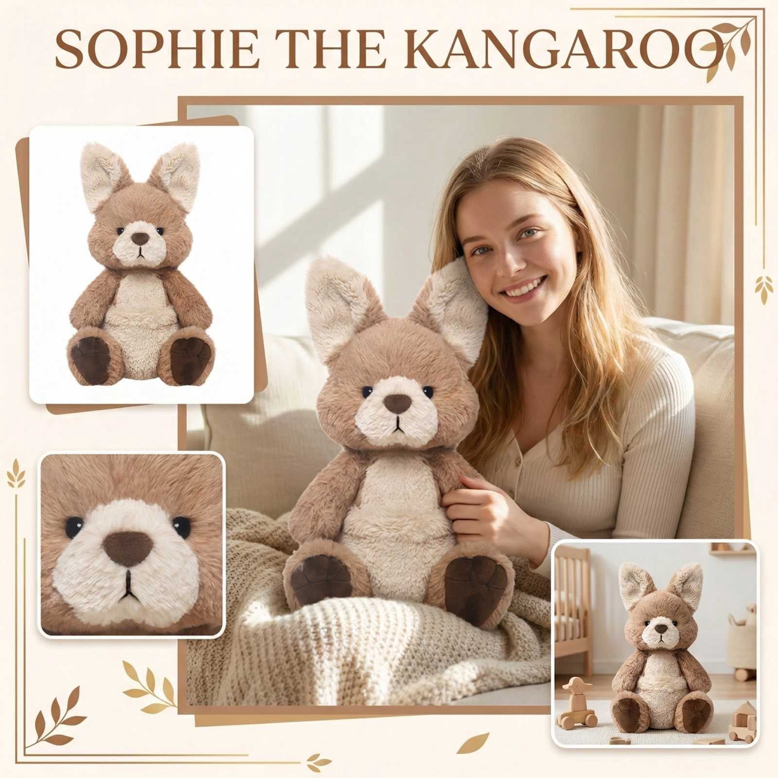 Kangaroo Plush Stuffed Animal Soft 13.7 Inches Tall Detailed Realistic ...