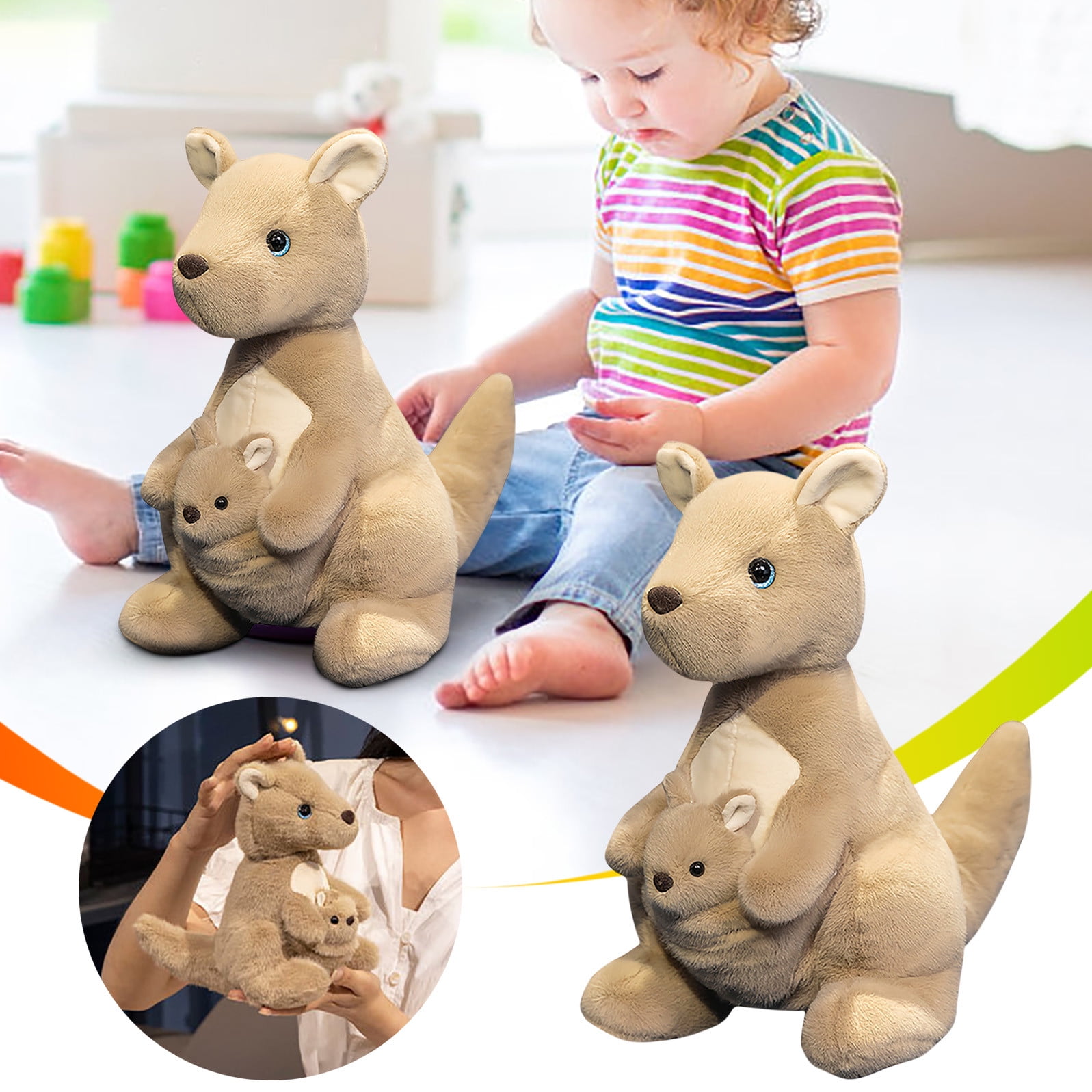 Kangaroo Plush Toy Set | Realistic Stuffed Animal Figure | Soft ...