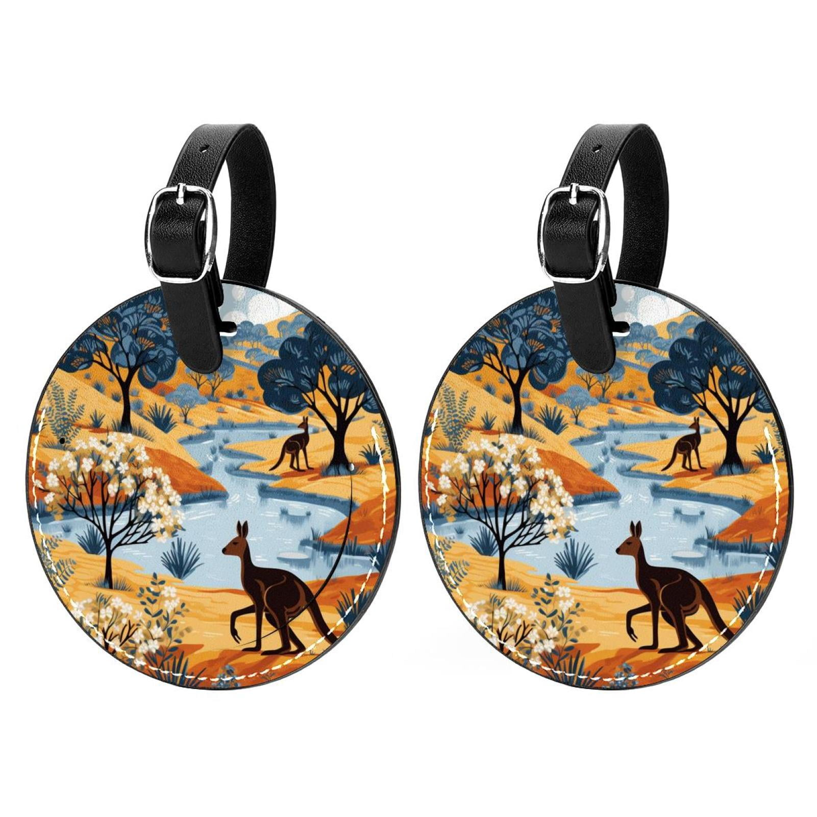 Kangaroo Premium PU Leather Bag Tag Set - Travel Tags for Easy Luggage ...