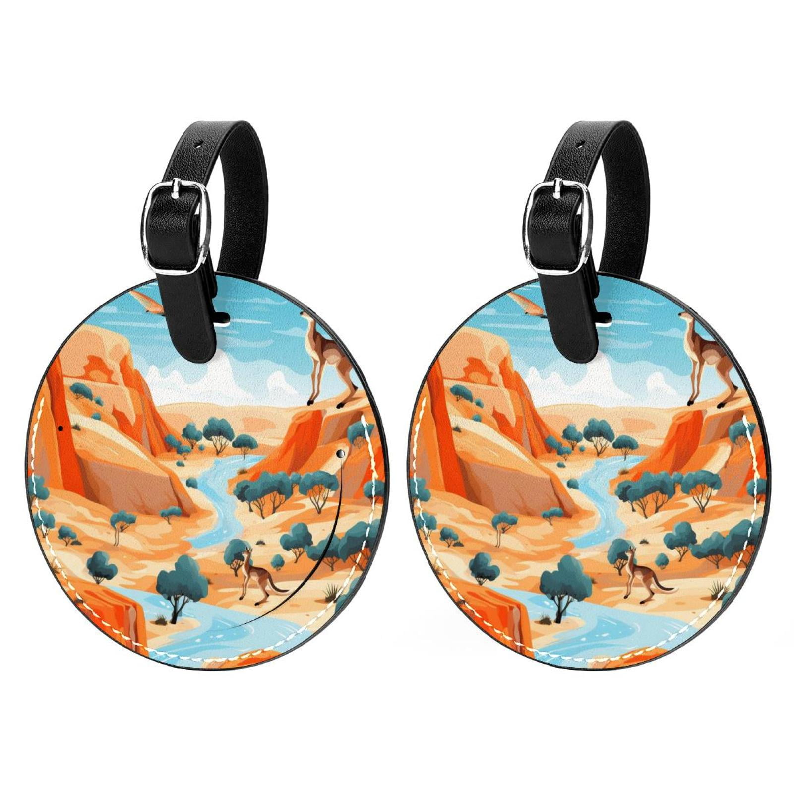 Kangaroo Premium PU Leather Luggage Tags 2 Pack - Travel Suitcase Bag ...