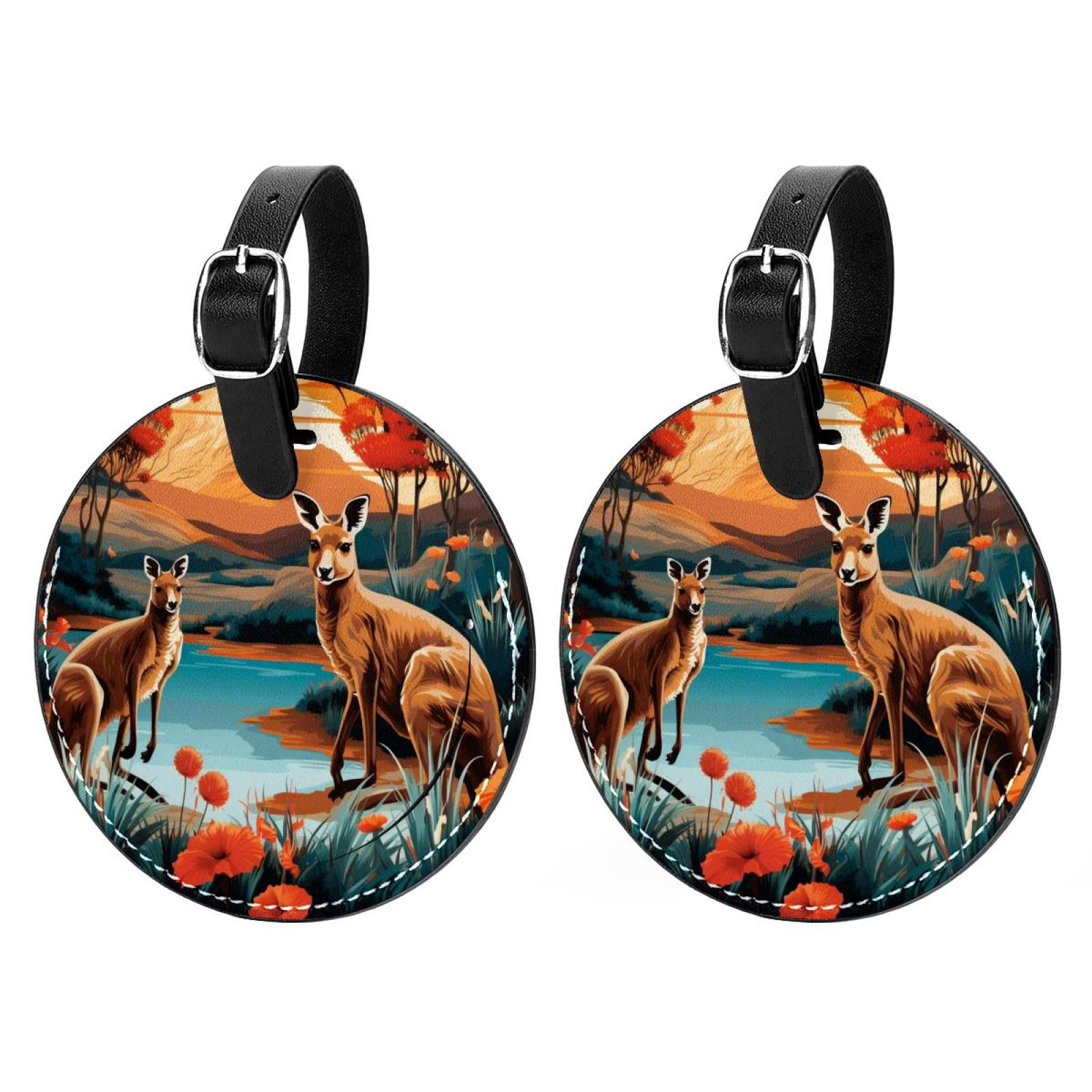 Kangaroo Premium PU Leather Luggage Tags 2 Pack - Travel Tags for ...