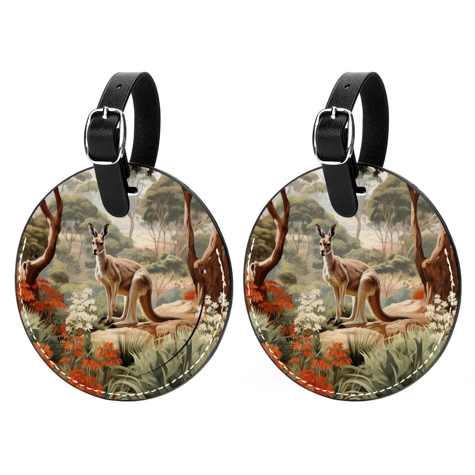 Kangaroo Premium PU Leather Luggage Tags - Travel Tag Set 3.8x3.8in/9 ...
