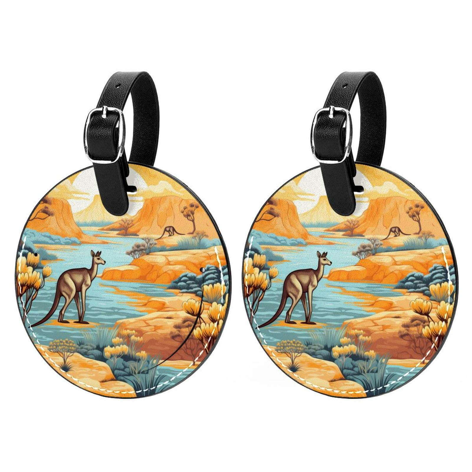 Kangaroo Premium PU Leather Luggage Tags - Travel Tags Set of 2 ...