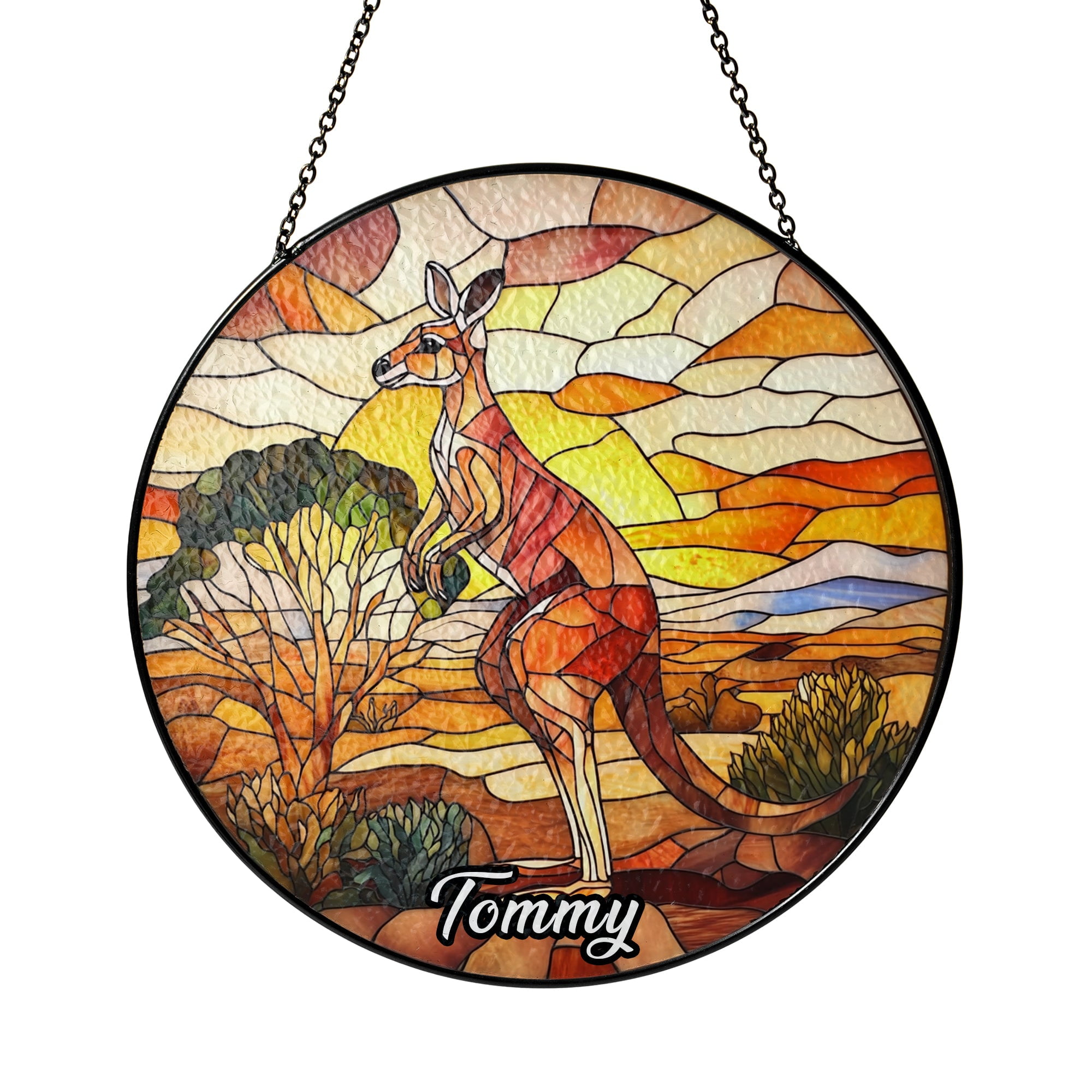 Kangaroo Stained Glass Suncatcher - Beautiful Australian Animal Window ...