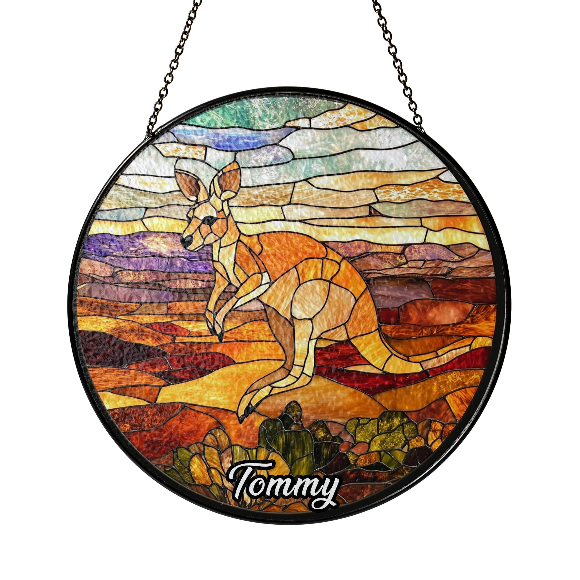 Kangaroo Stained Glass Suncatcher - Beautiful Australian Animal Window ...