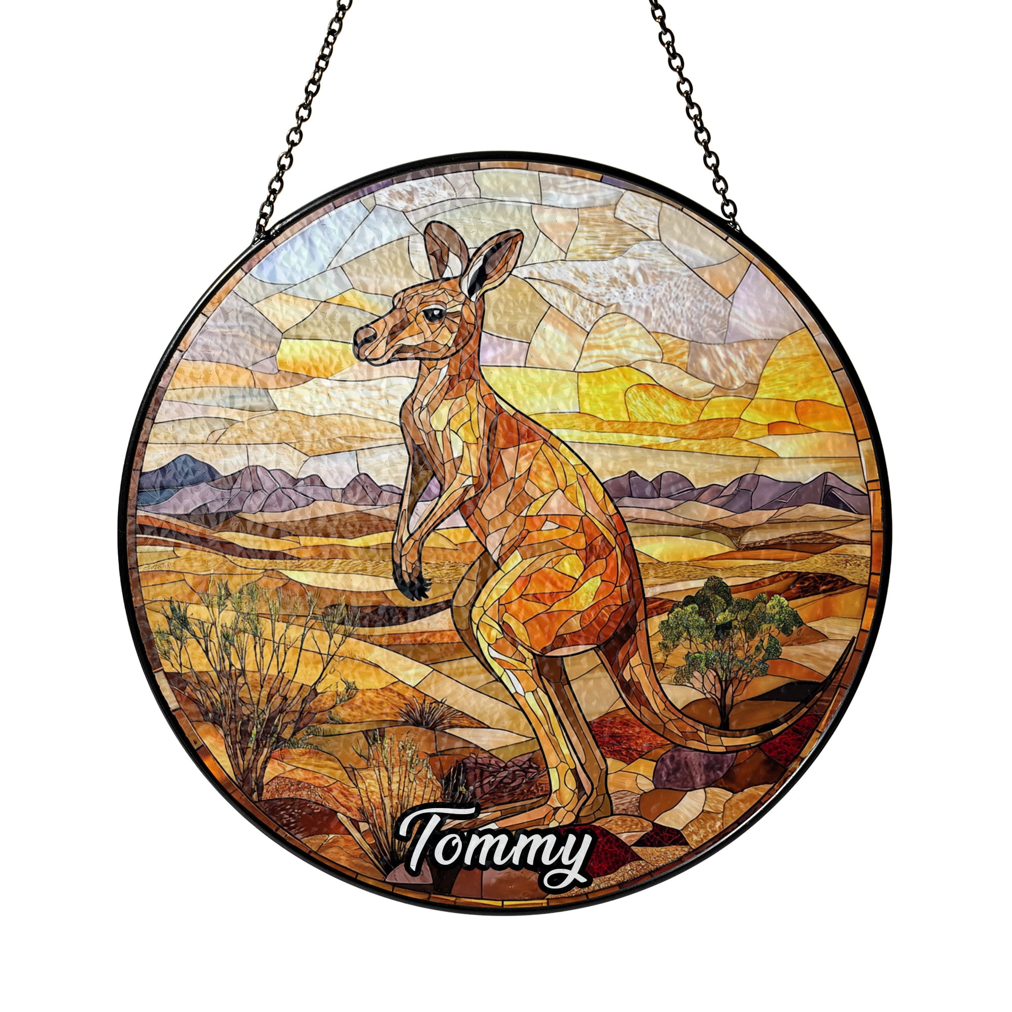 Kangaroo Stained Glass Suncatcher - Beautiful Australian Animal Window ...