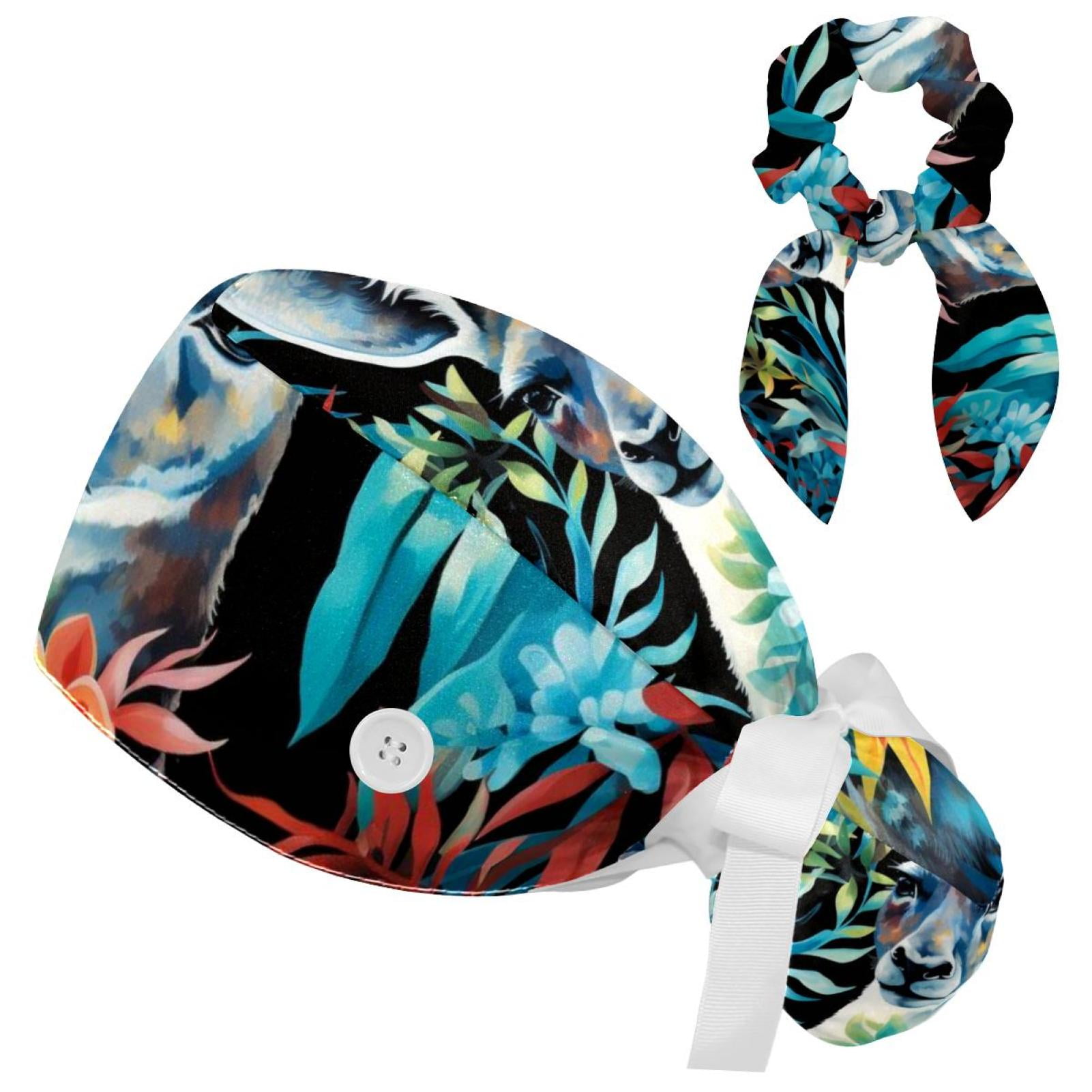 Kangaroo Surgical Cap with Buttons/ Bow Hair Scrunchy for Long Hair ...