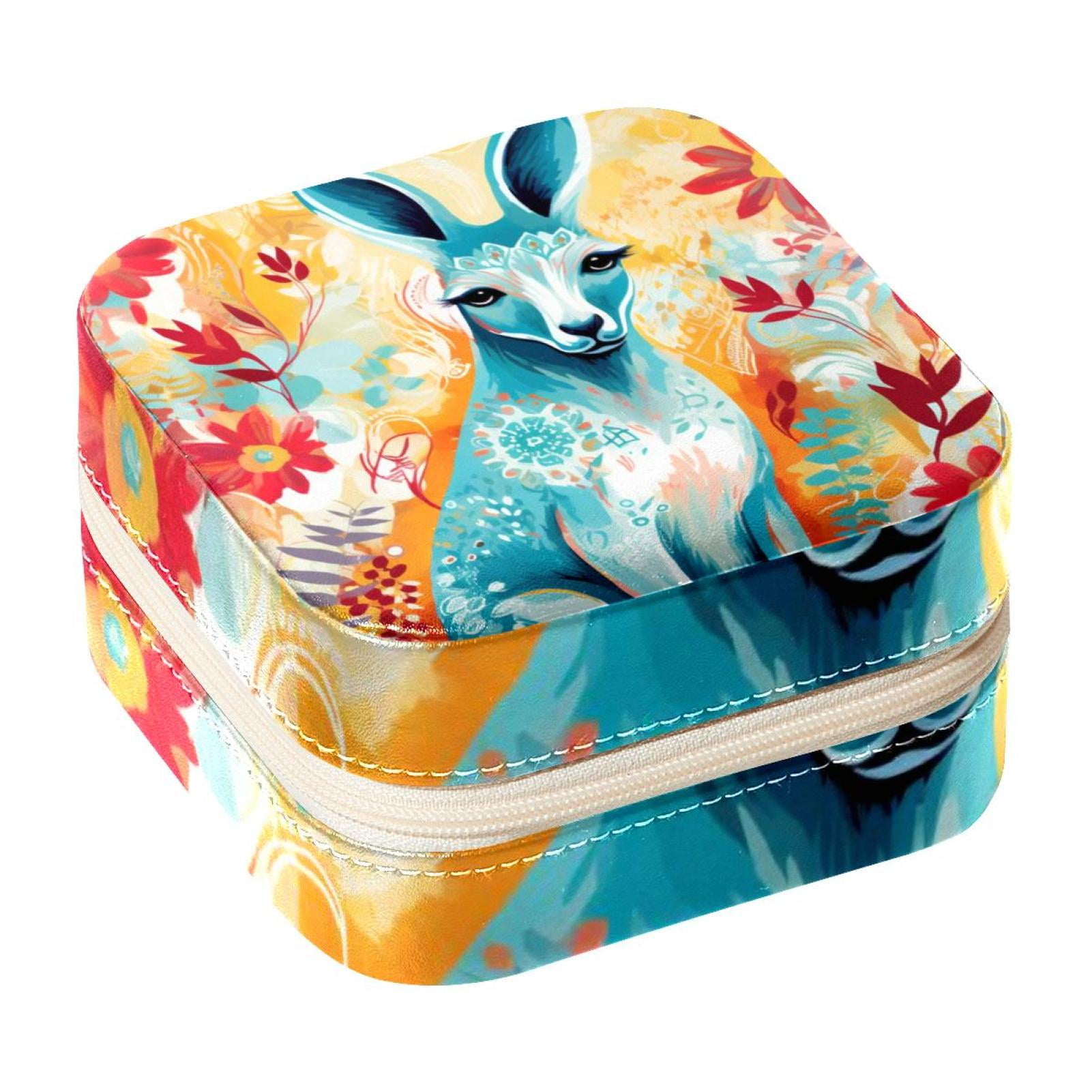 Kangaroo Travel Portable Square Jewelry Box for Rings Earrings ...