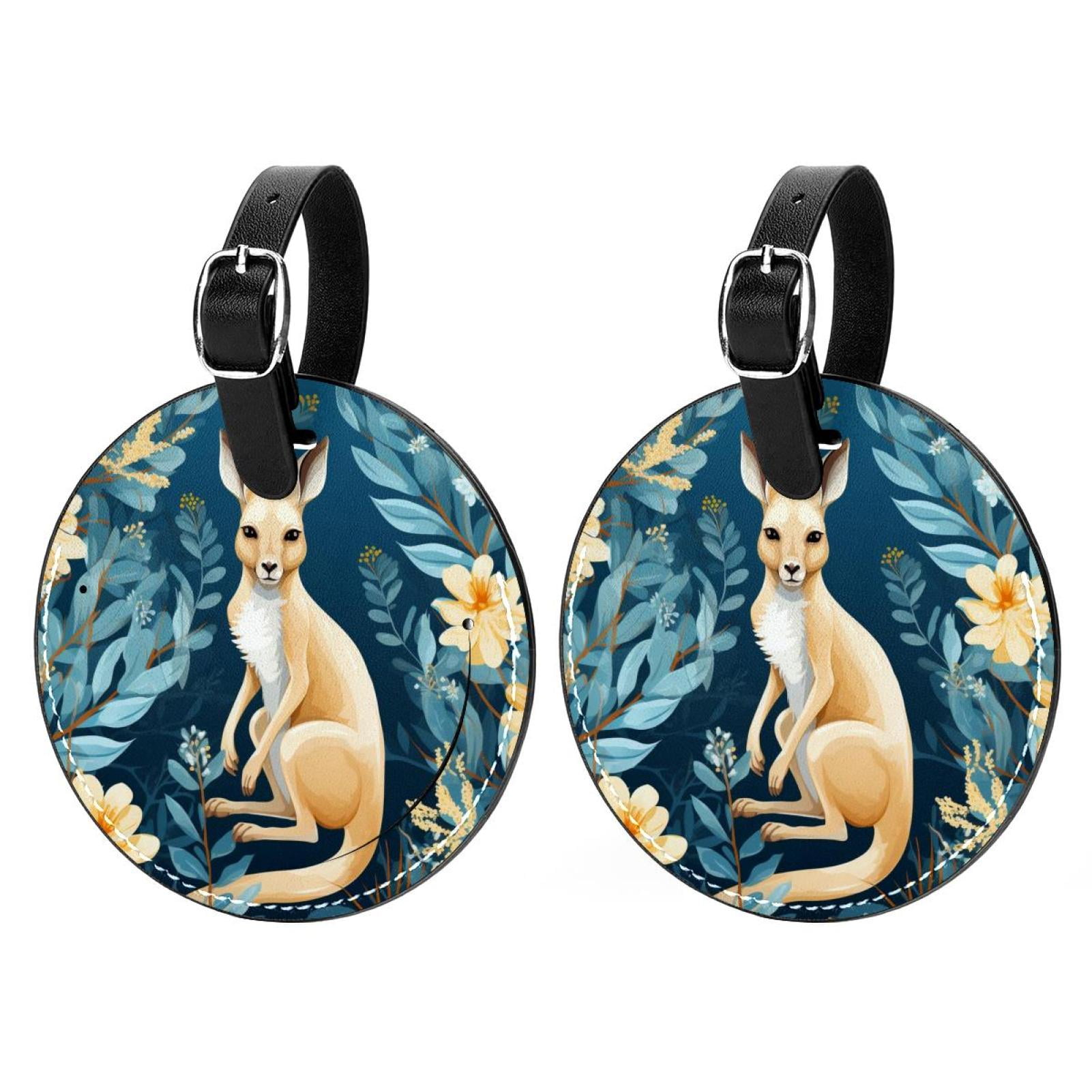 Kangaroo Travel Tags PU Leather Aluminum Alloy Luggage Tag 2 Pack ...