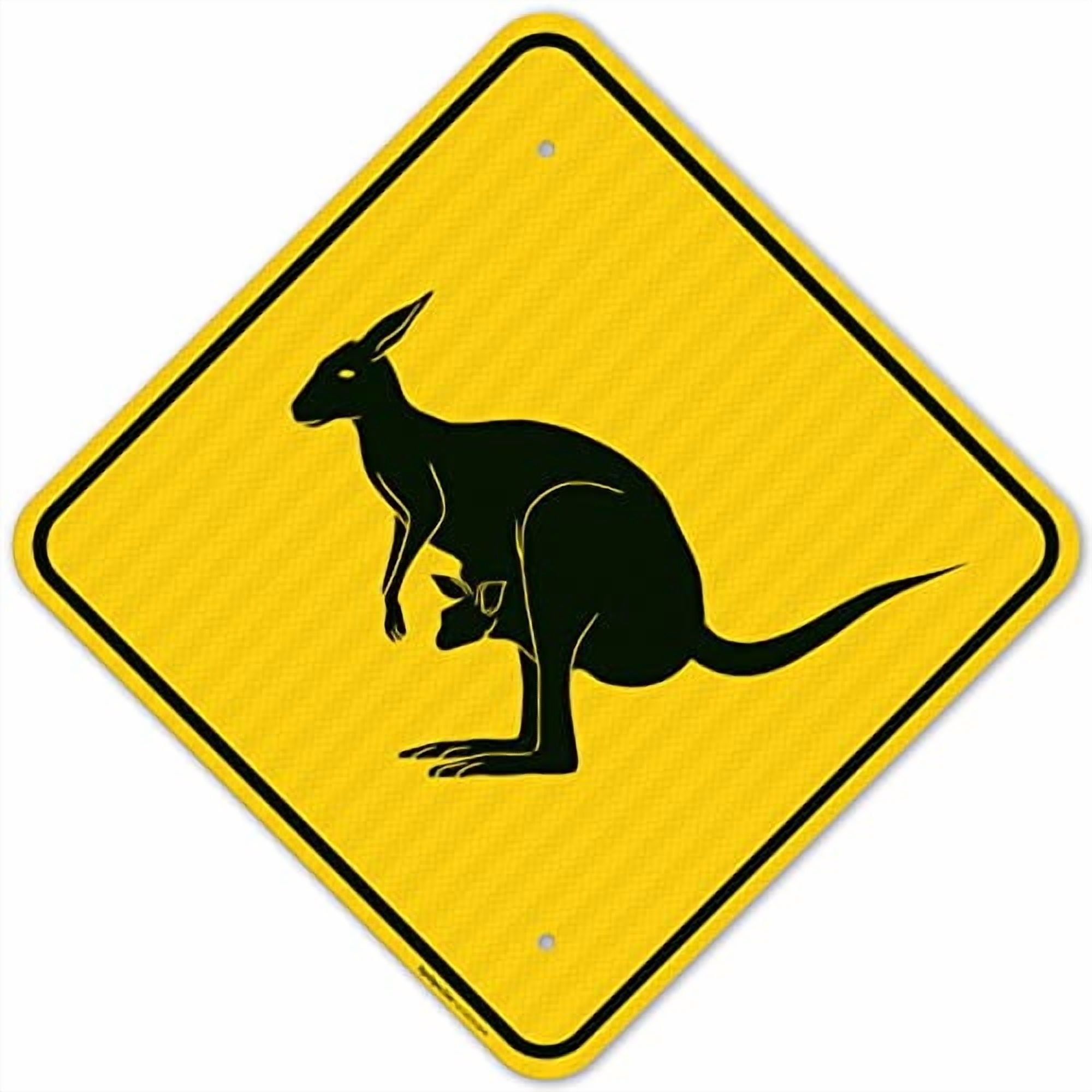 Kangaroo with Joey Crossing Sign, 18x18 Inches, 3M AEGP Reflective.063 ...