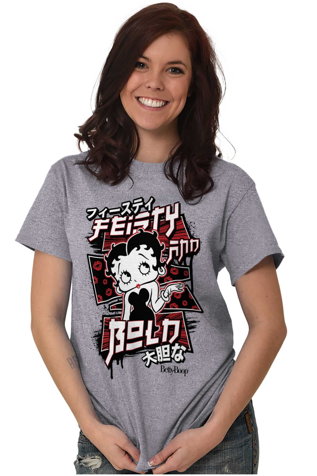 Kanji Betty Boop Feisty and Bold Women Plus Size Graphic Tee Tees ...
