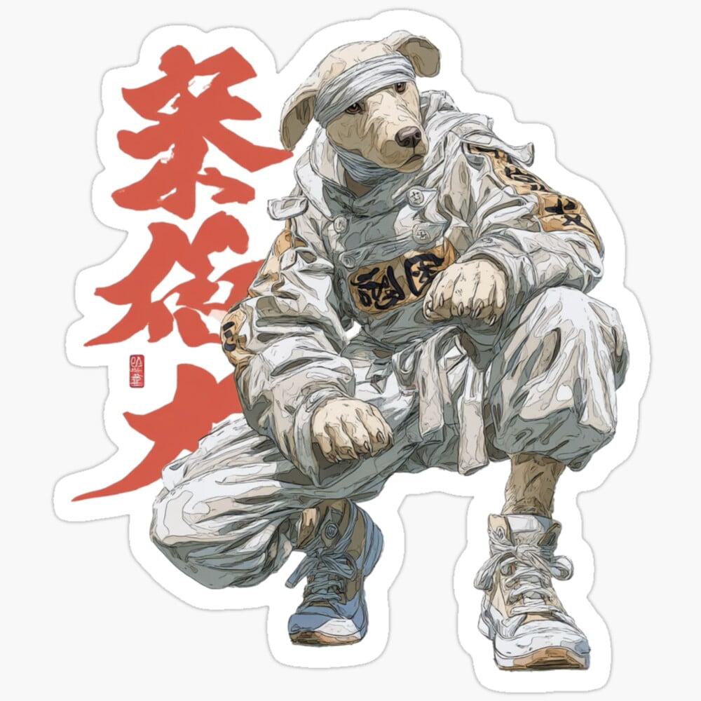 Kanji Calligraphy Urban Dog Stickerphone Decal Water Bottle Stickers ...