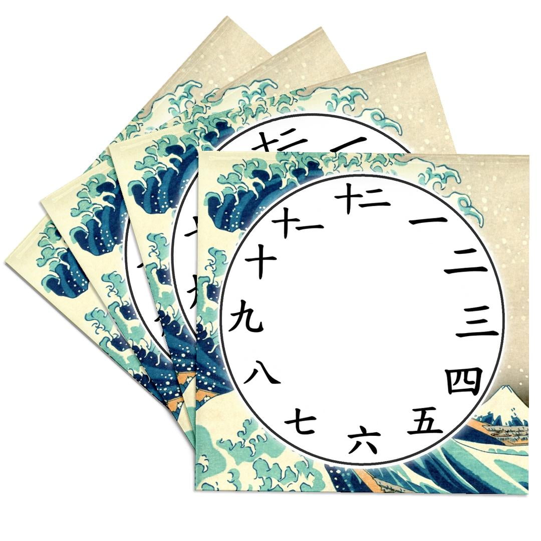 3drose, Kanji Clock Face - Japanese Numbers - Great Wave Off Kanagawa ...