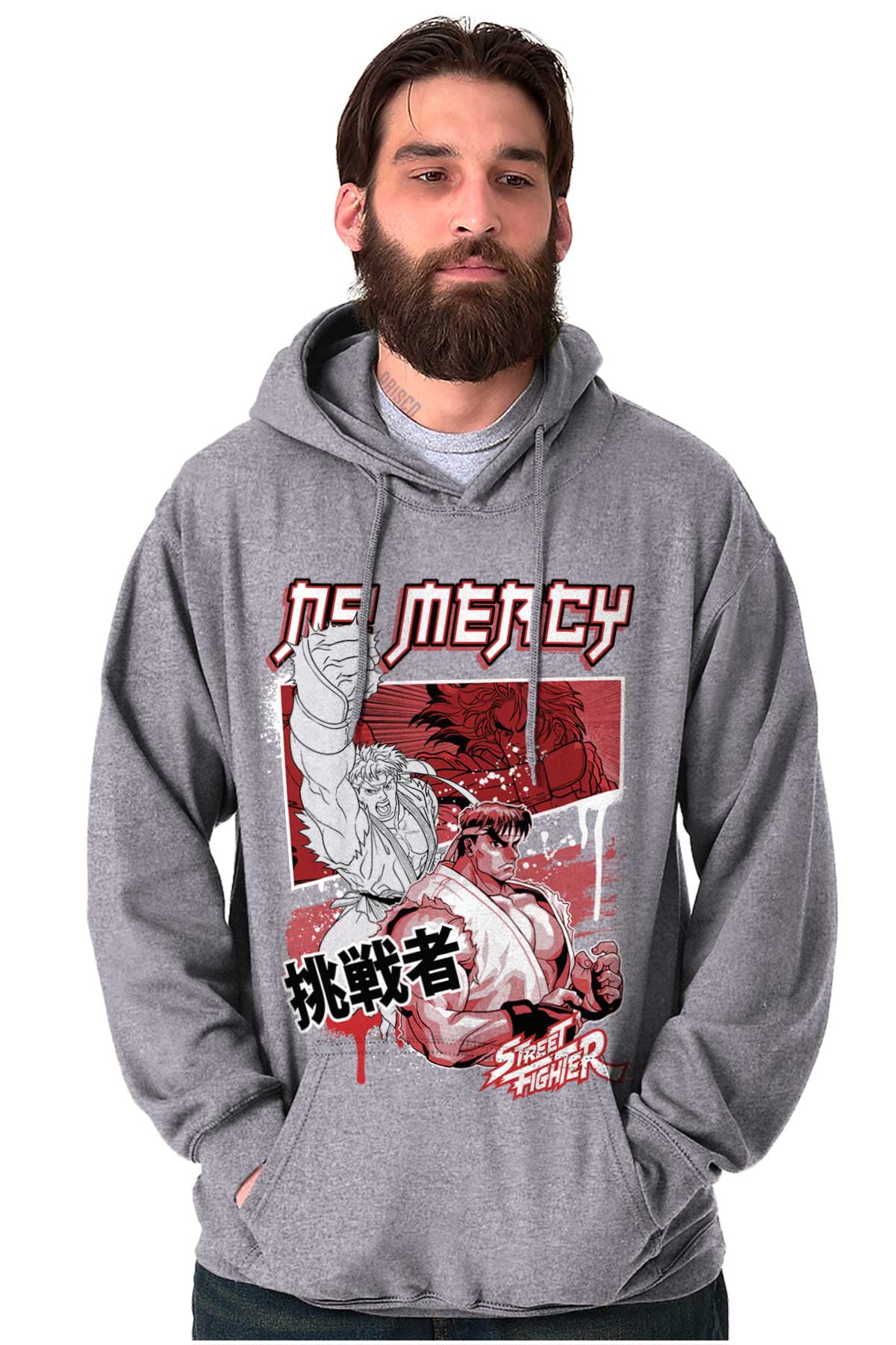 Kanji Street Fighter No Mercy Ryu Men's Big & Tall Graphic Hoodie ...