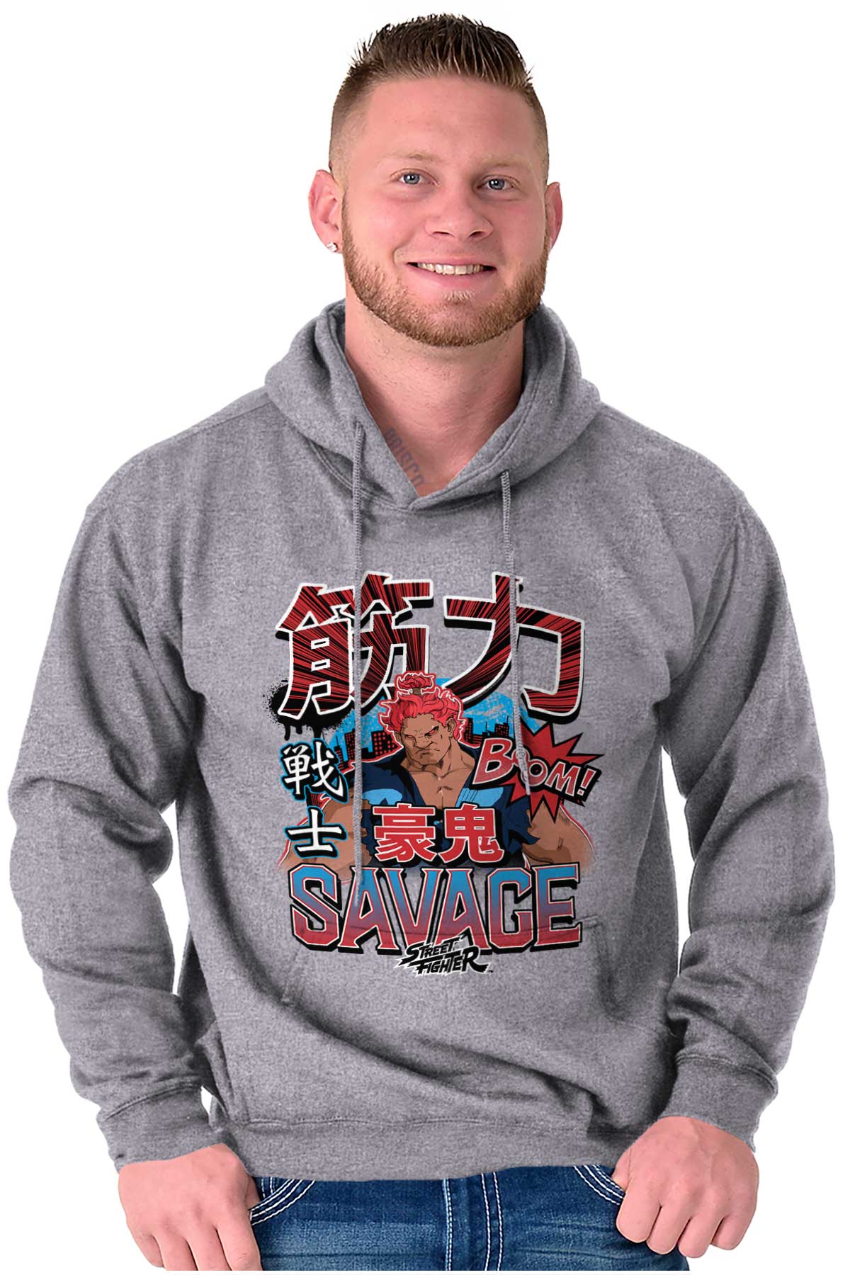 Kanji Street Fighter Savage Akuma Men Big & Tall Graphic Hoodie Brisco ...