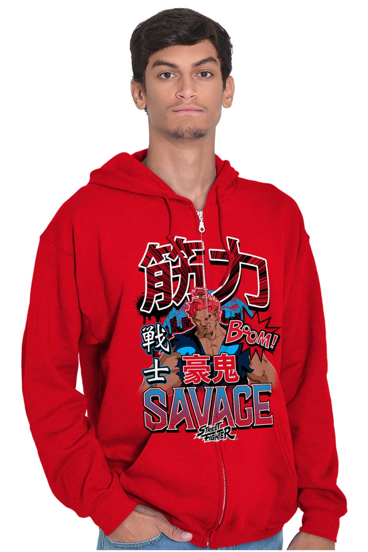 Kanji Street Fighter Savage Akuma Men Big & Tall Zip Hoodie Brisco ...