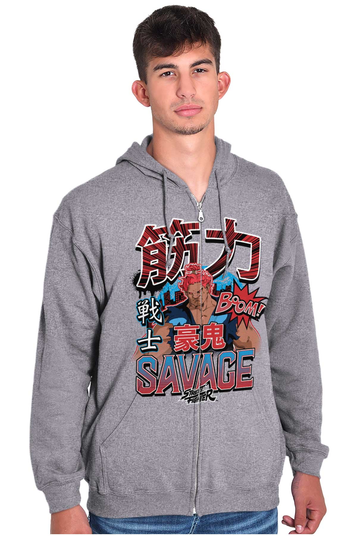 Kanji Street Fighter Savage Akuma Men Big & Tall Zip Hoodie Brisco ...