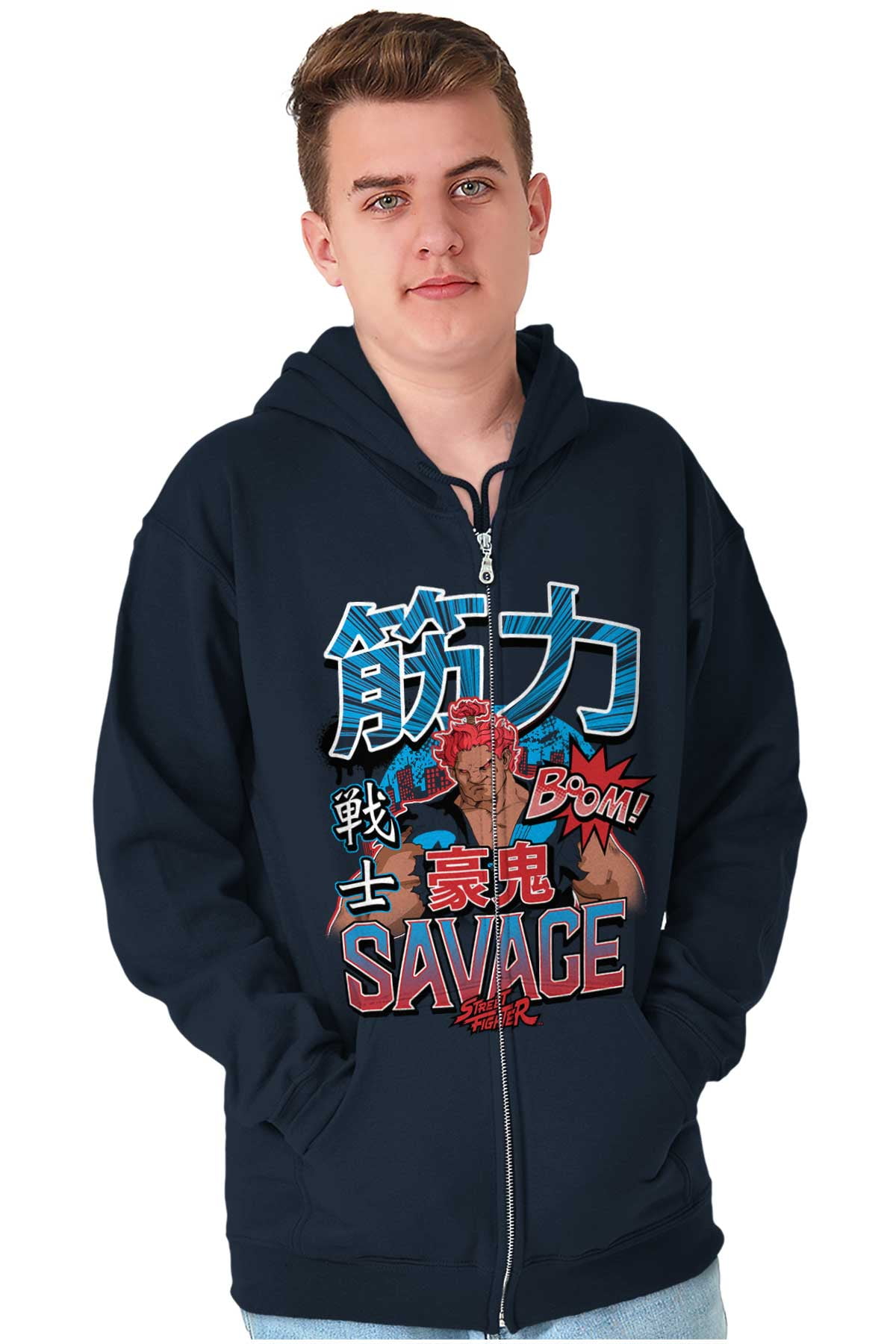 Kanji Street Fighter Savage Akuma Zip Hoodie Sweatshirt Men Brisco ...