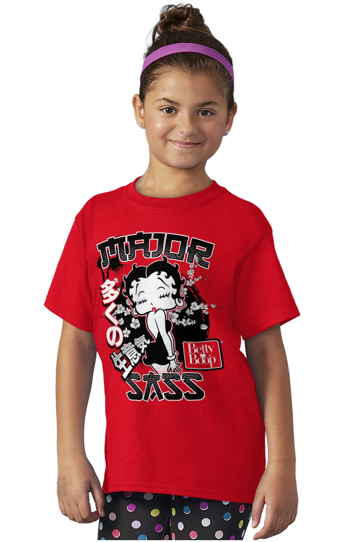Kanji Style Betty Boop Major Sass Girls Kids T Shirt Tees Teen Brisco ...