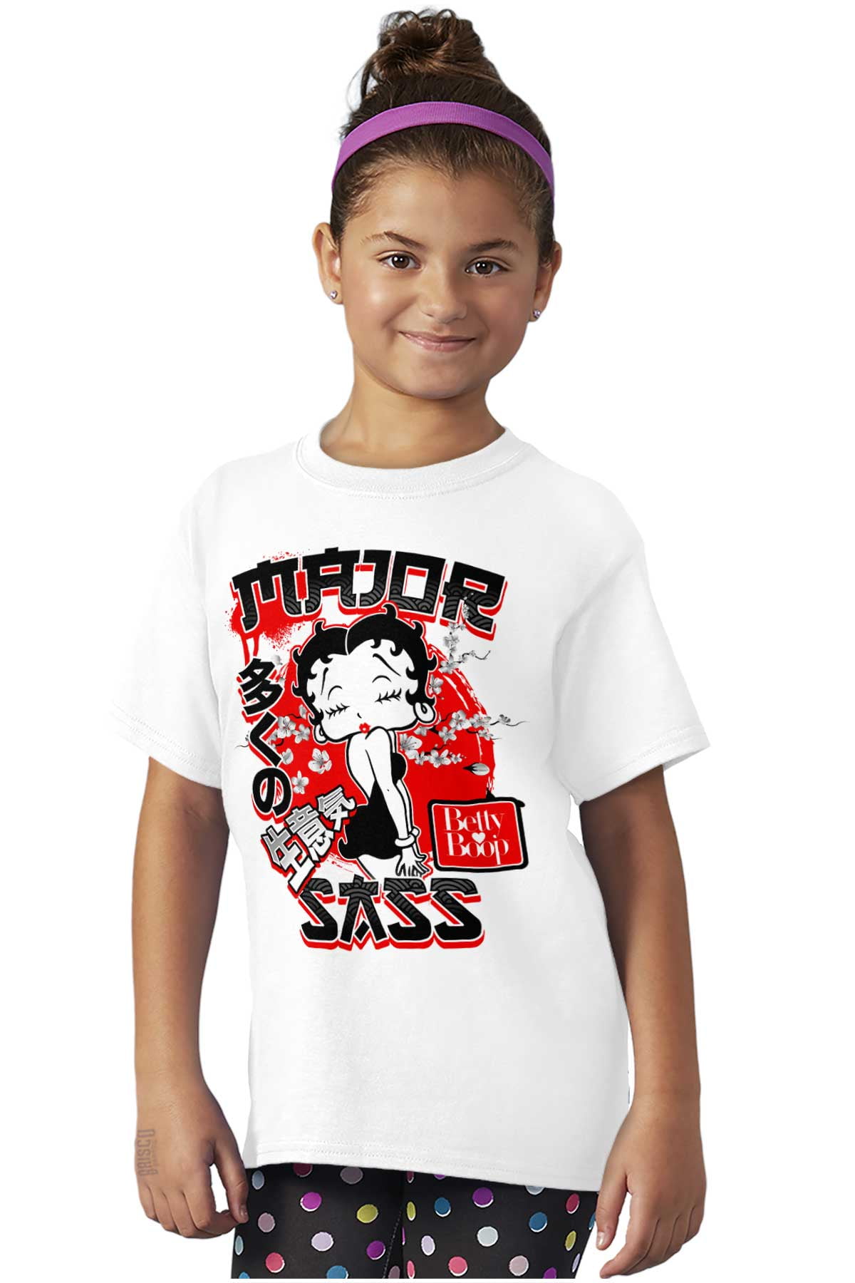 Kanji Style Betty Boop Major Sass Girls Kids T Shirt Tees Teen Brisco ...