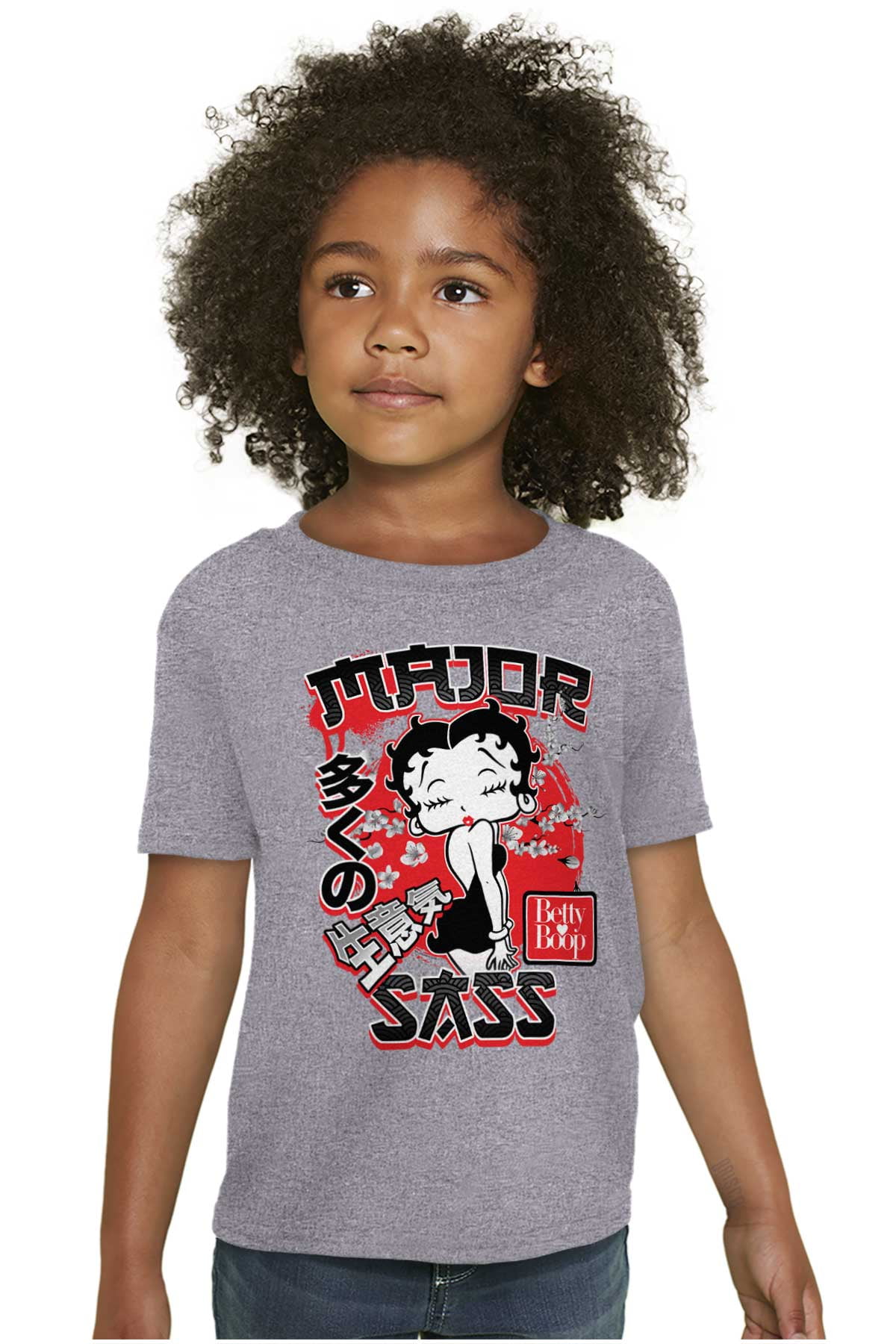 Kanji Style Betty Boop Major Sass Girls Kids T Shirt Tees Teen Brisco ...