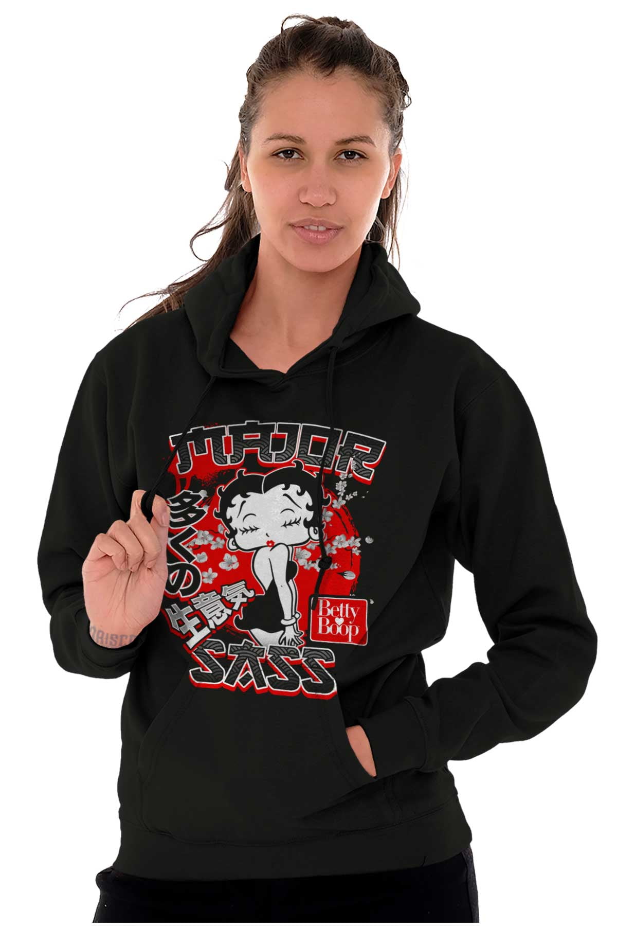 Kanji Style Betty Boop Major Sass Women Plus Size Hoodie Brisco Brands ...