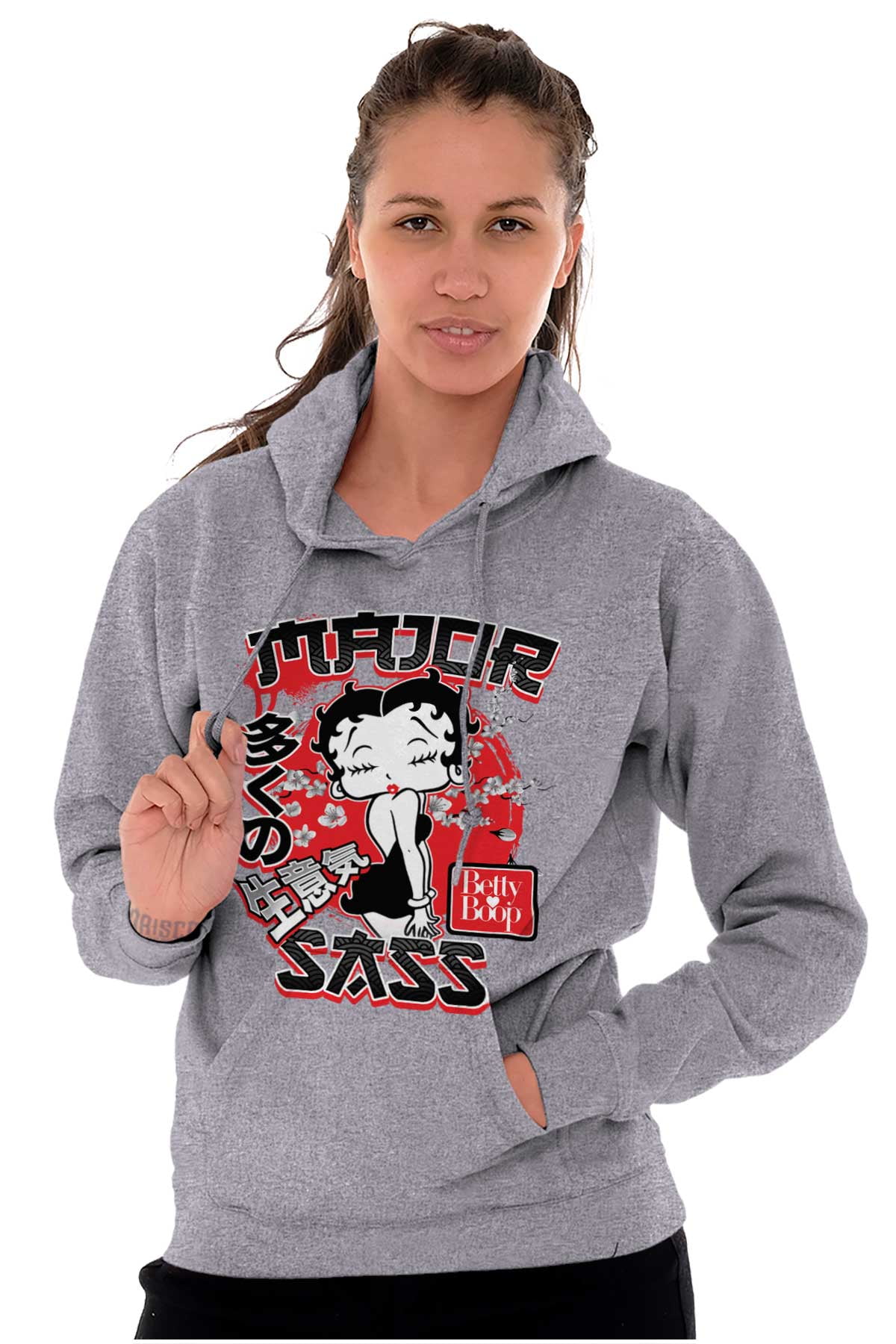 Kanji Style Betty Boop Major Sass Hoodie Sweatshirt Women Brisco Brands ...