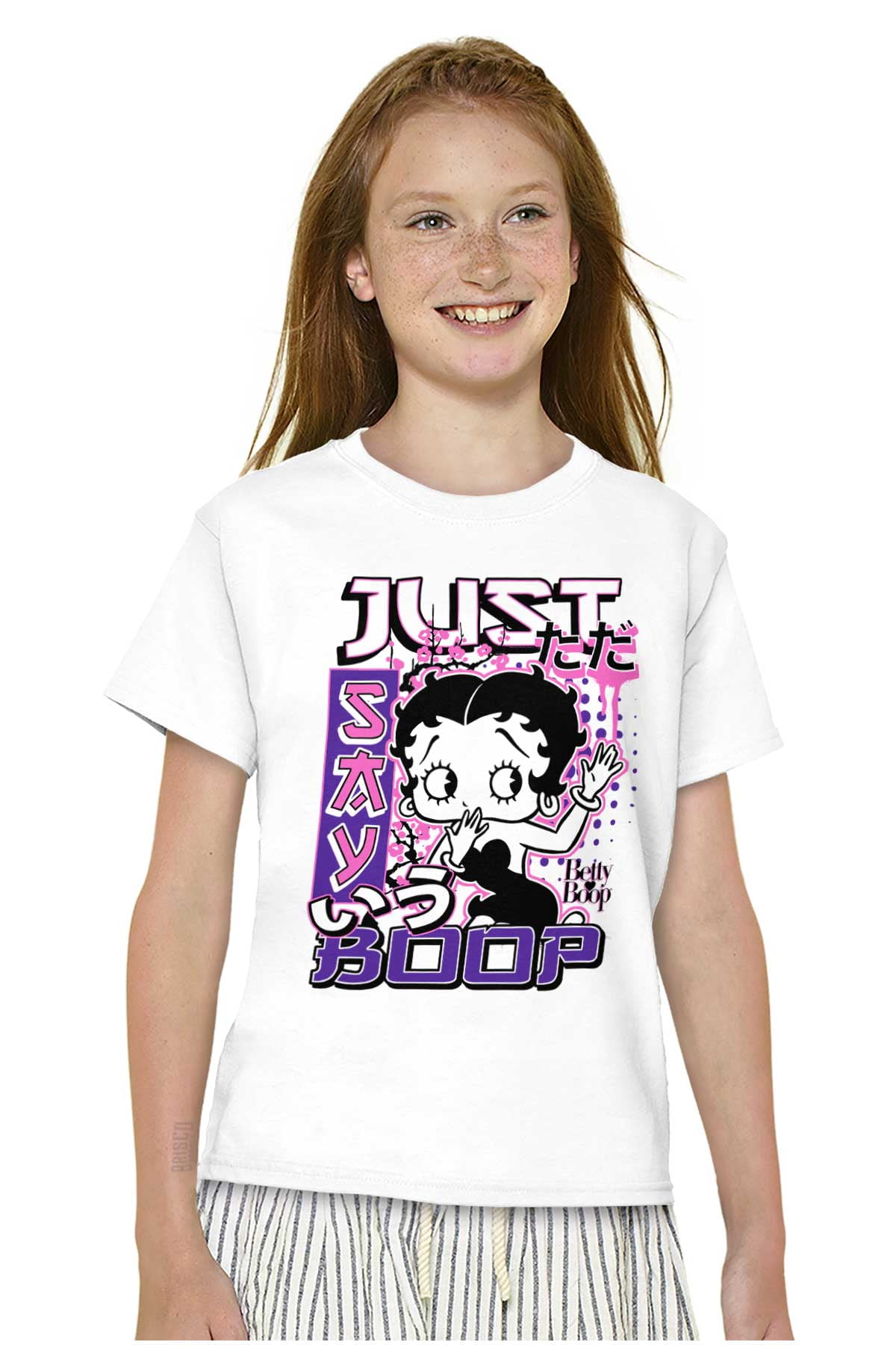 Kanji Style Cartoon Just Say Boop Girls Kids T Shirt Tees Teen Brisco ...